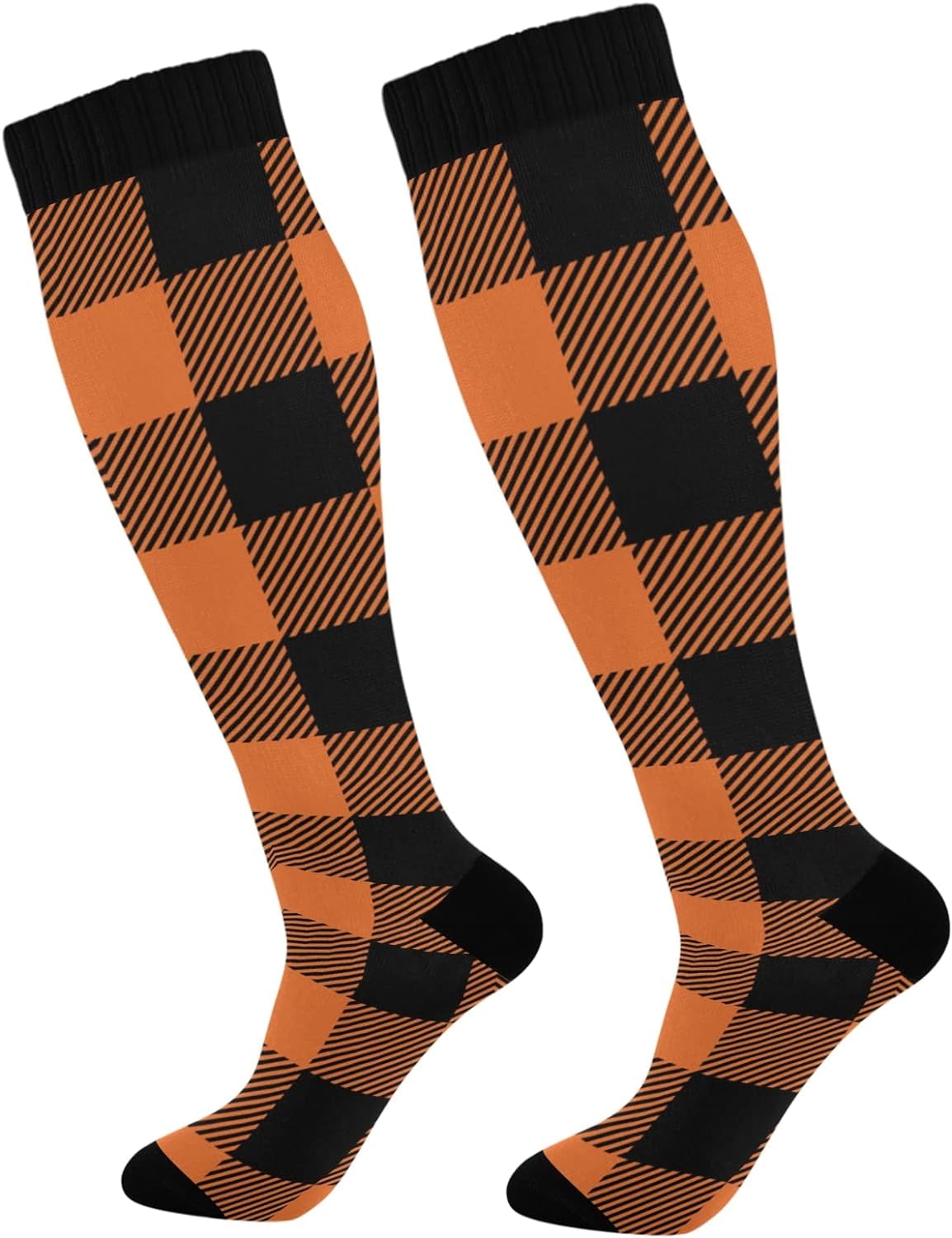 Coolnut Buffalo Plaid Compression Socks, 1 Pack Women Men Long Stocking ...