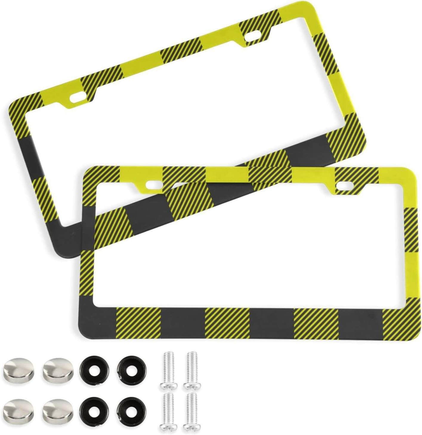 Coolnut Buffalo Plaid License Plate Frames 2pcs, Aluminum Universal Car ...