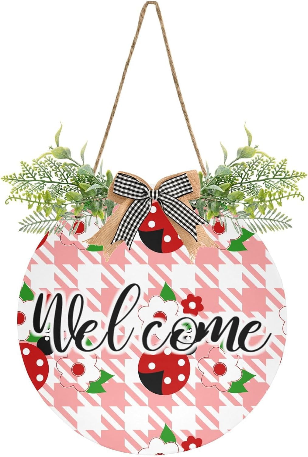 Coolnut Bugs and Flowers Front Door Round, Hanging Welcome Sign, Front ...