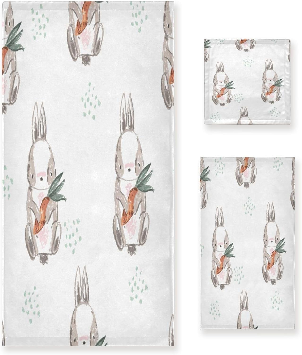 Coolnut Bunnies with Carrots Bathroom Towel Set of 3 with Hand Towel ...