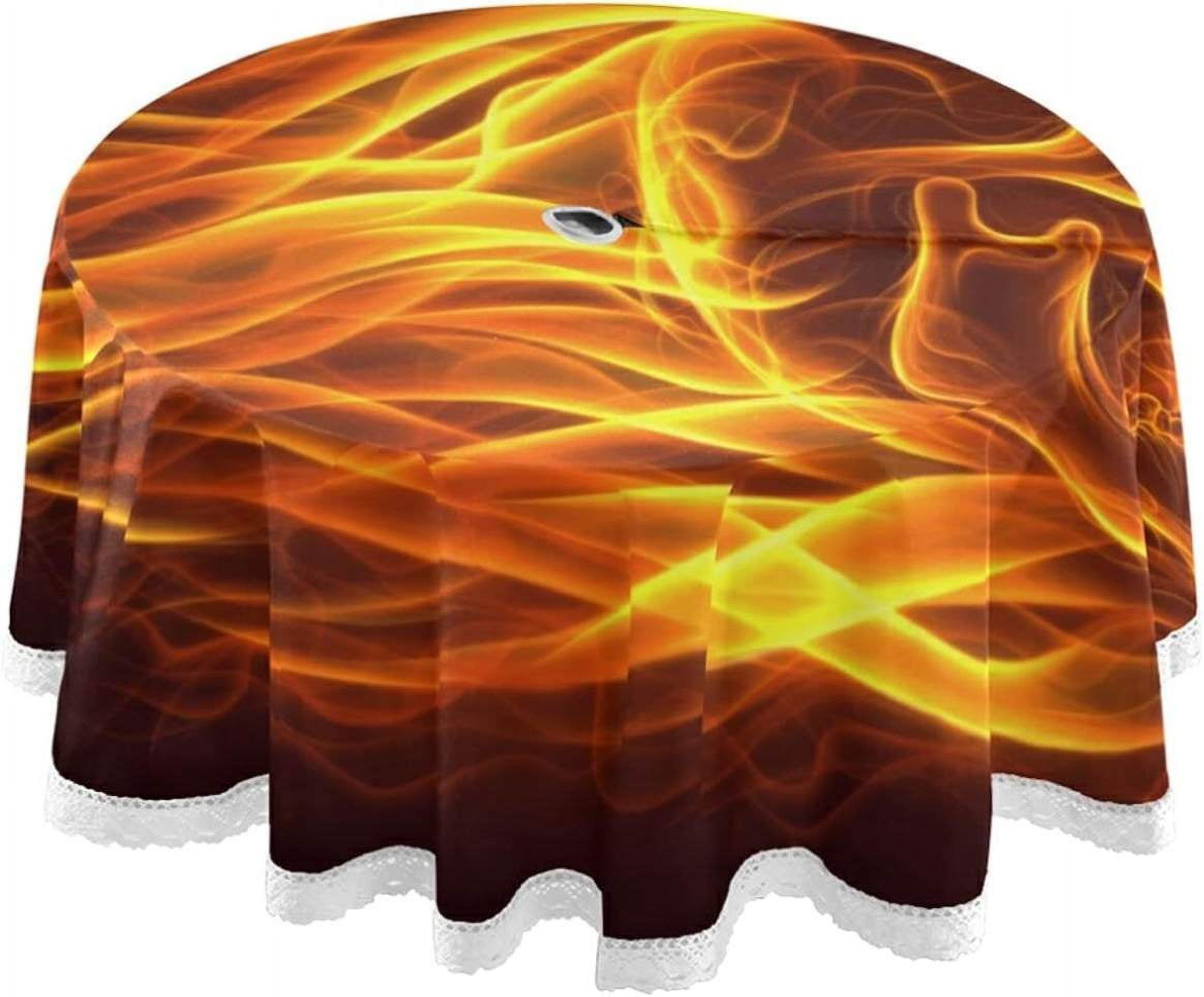 Coolnut Burning Skull Round Tablecloth 60", Waterproof Table Cloths ...