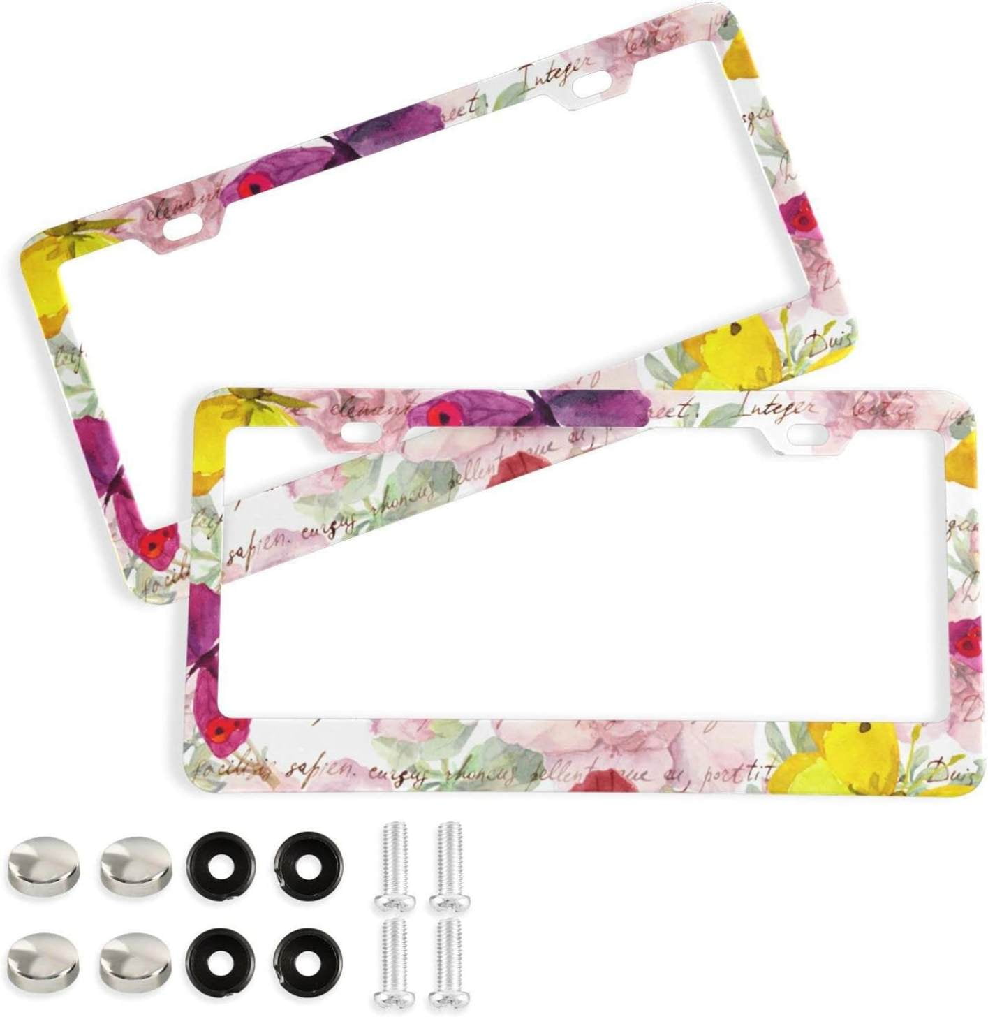 Coolnut Butterflies License Plate Frames 2pcs, Aluminum Universal Car ...