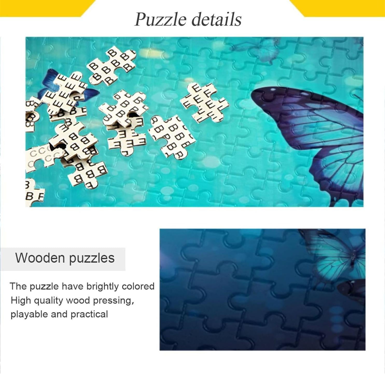 Coolnut Butterfly Blue Puzzles for Adults and Kids 500 Pieces, Wooden ...