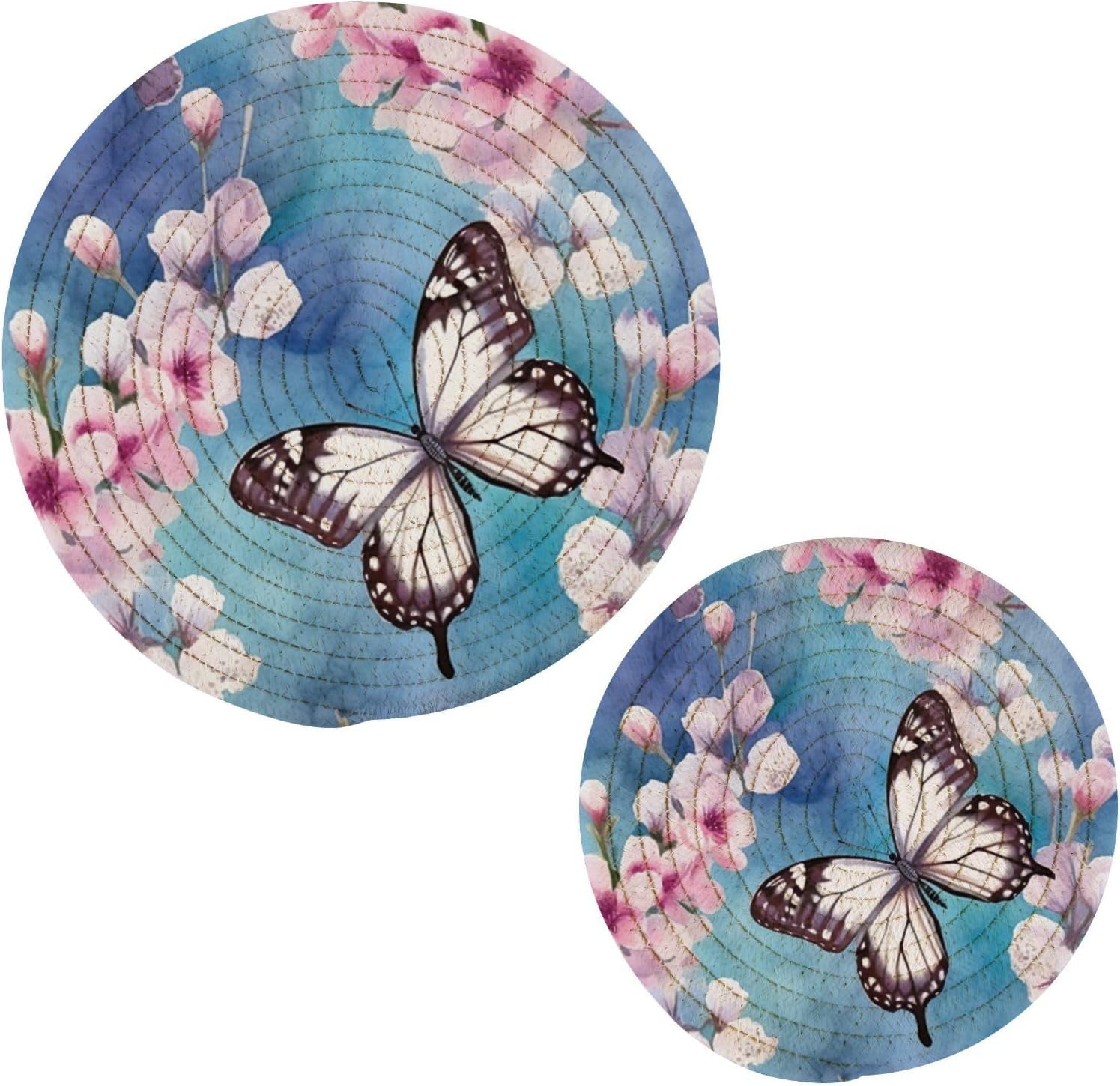 Coolnut Butterfly Flower Trivets Pot Holders Set of 2 Potholders for ...