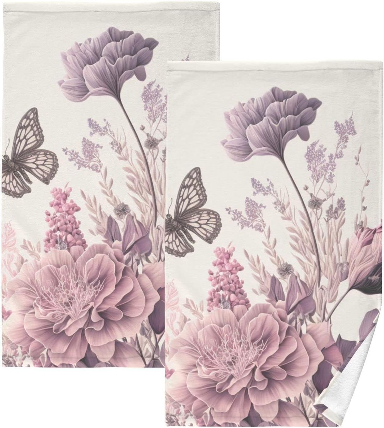 Coolnut Butterfly in Flowers Hand Towels 2 Pieces, Cotton Bath Towel ...