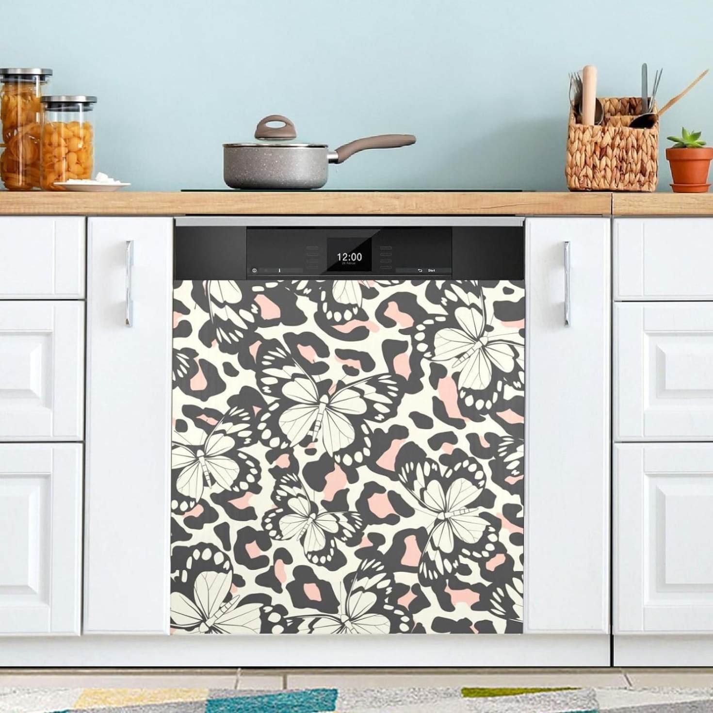 Coolnut Butterfly on Leopard Print Dishwasher Magnet Cover for The ...