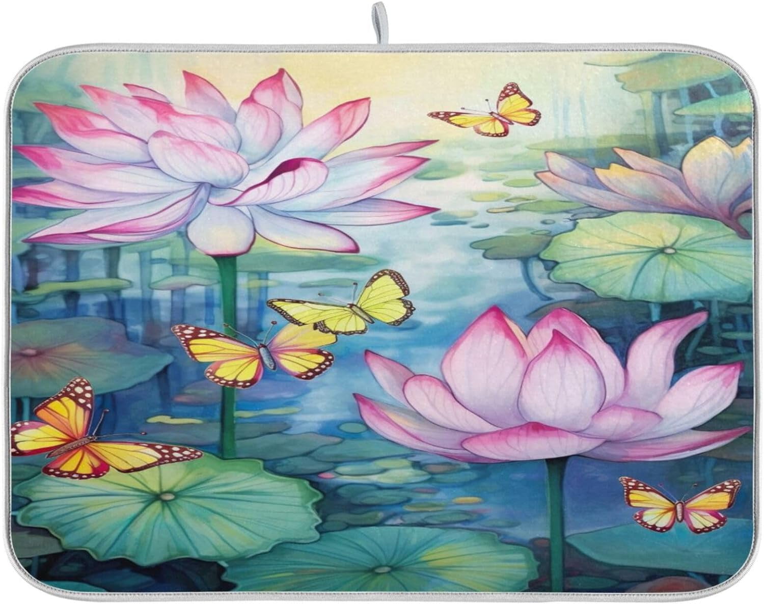 Coolnut Butterfly Lotus Flowers Dish Drying Mat for Kitchen Counter ...