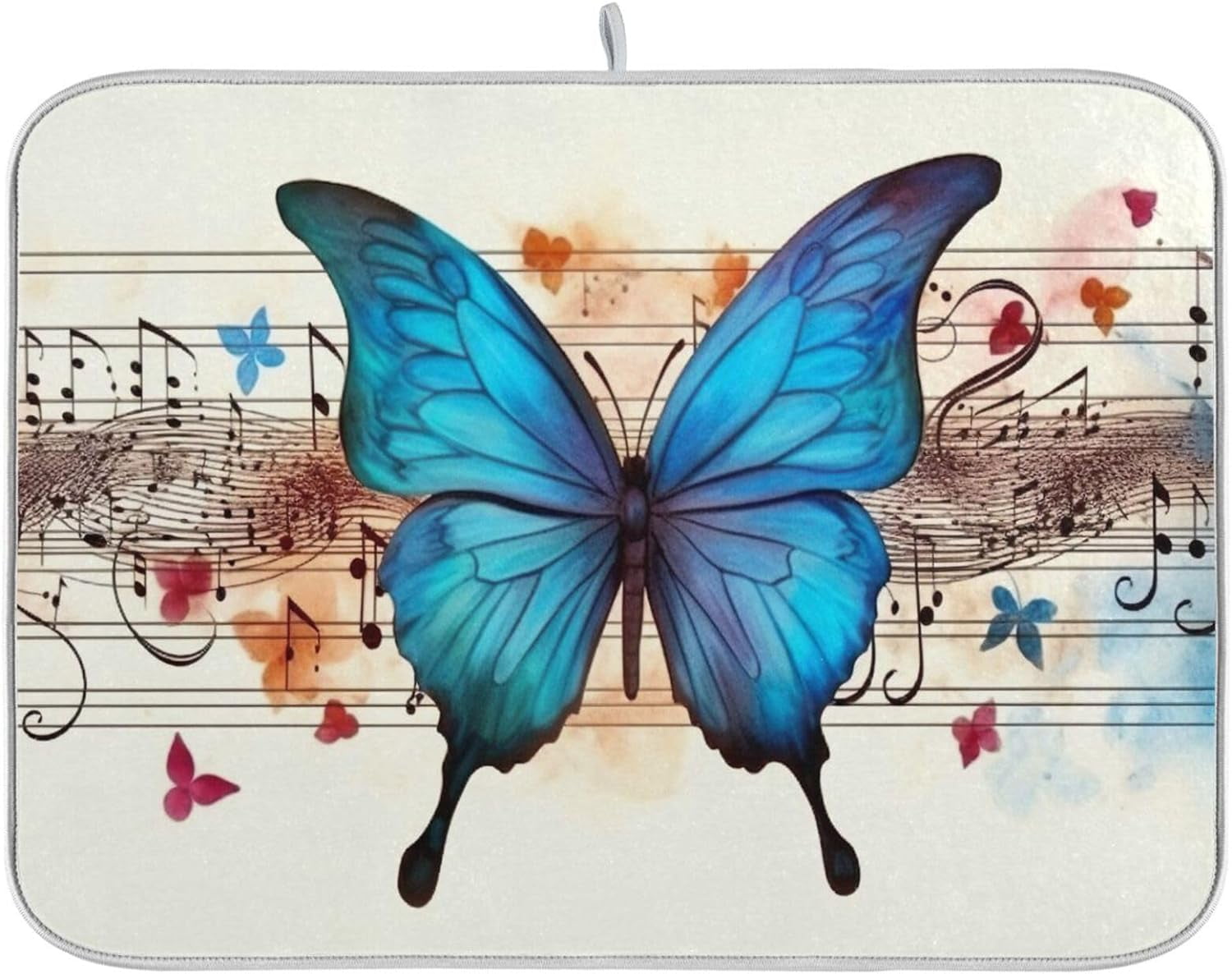 Coolnut Butterfly Music Notes Dish Drying Mat for Kitchen Counter ...