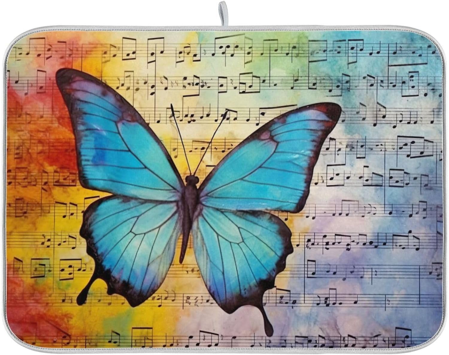 Coolnut Butterfly Musical Notes Dish Drying Mat for Kitchen Counter ...
