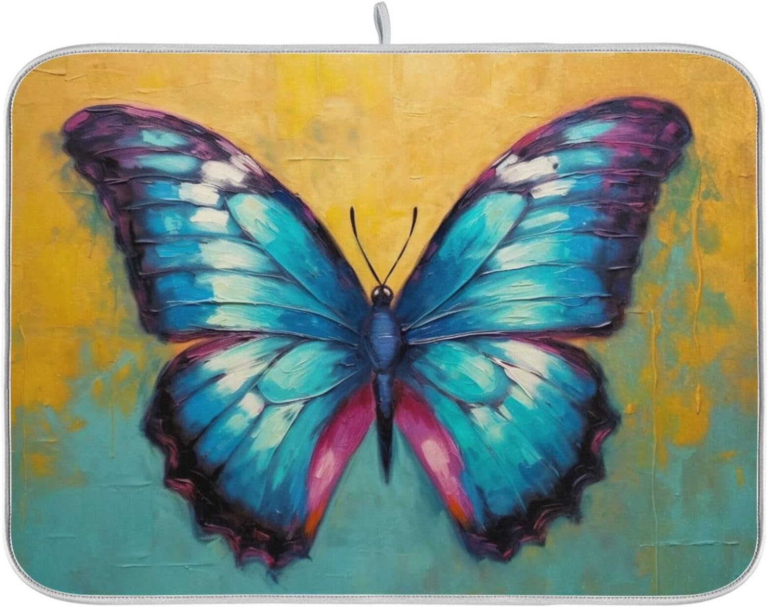 Coolnut Butterfly Painting Dish Drying Mat for Kitchen Counter, Ultra ...