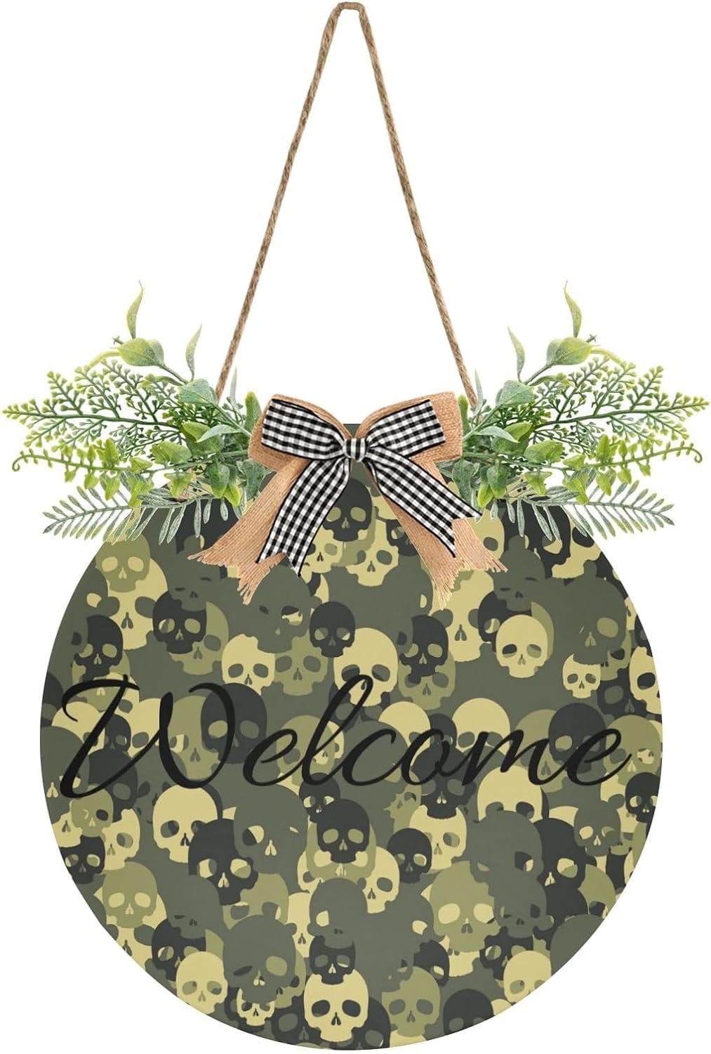 Coolnut Camouflage Skulls Welcome Sign Front Door Round Wall Door Sign ...
