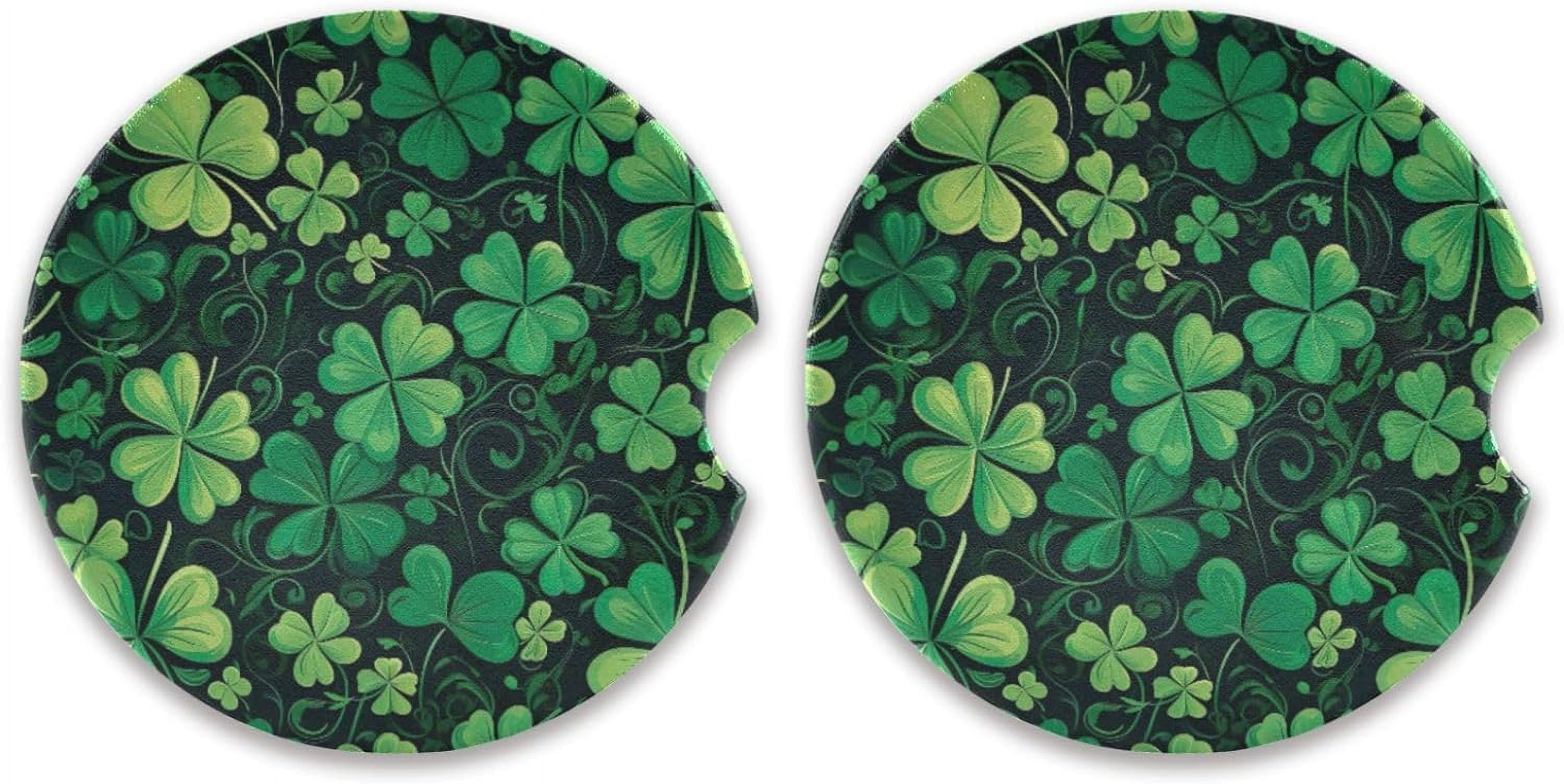 Coolnut Car Coaster 2 Pack, St. Patrick's Day Shamrock Absorbent ...