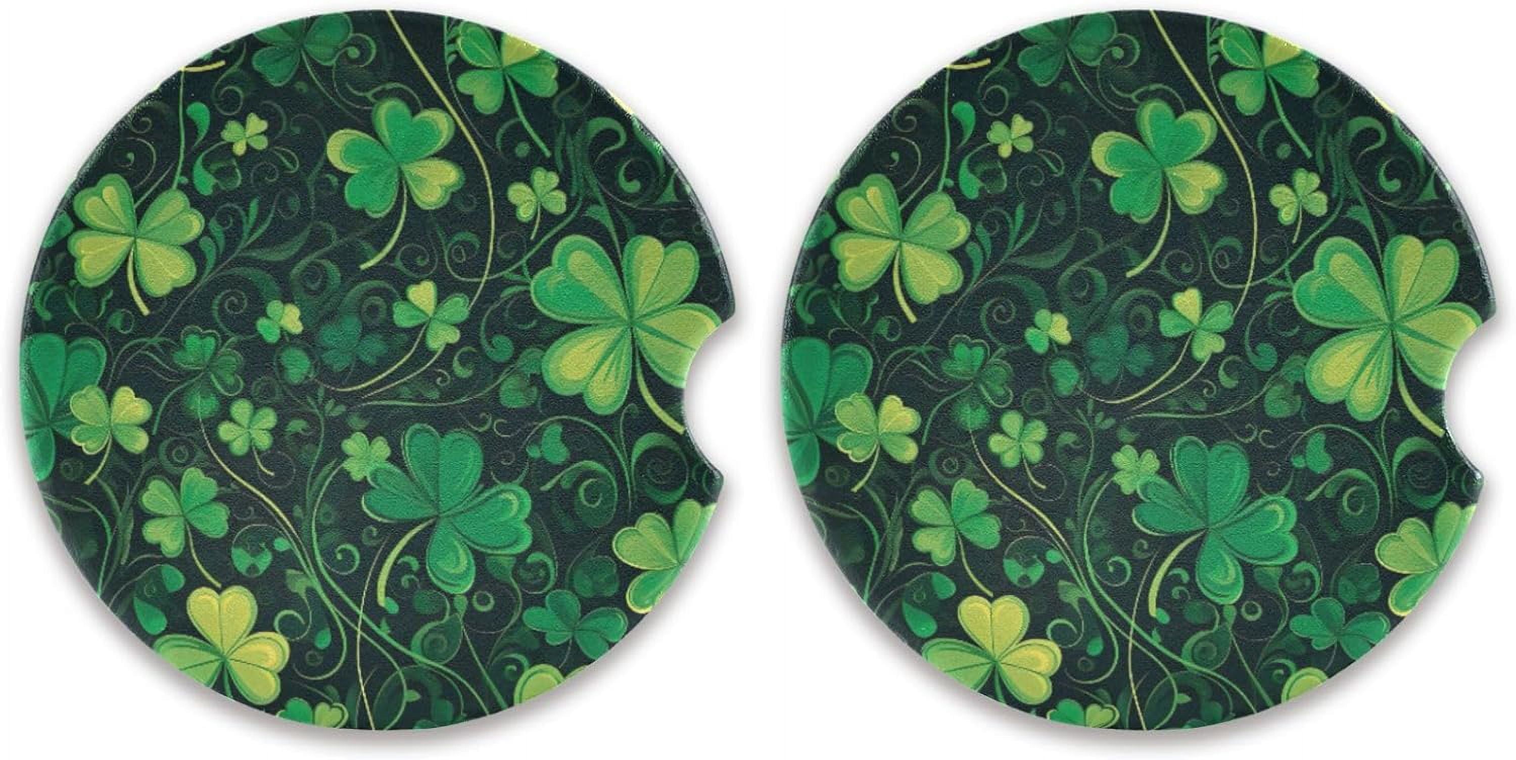 Coolnut Car Coaster 2 Pack, St. Patrick's Day Shamrock Absorbent ...
