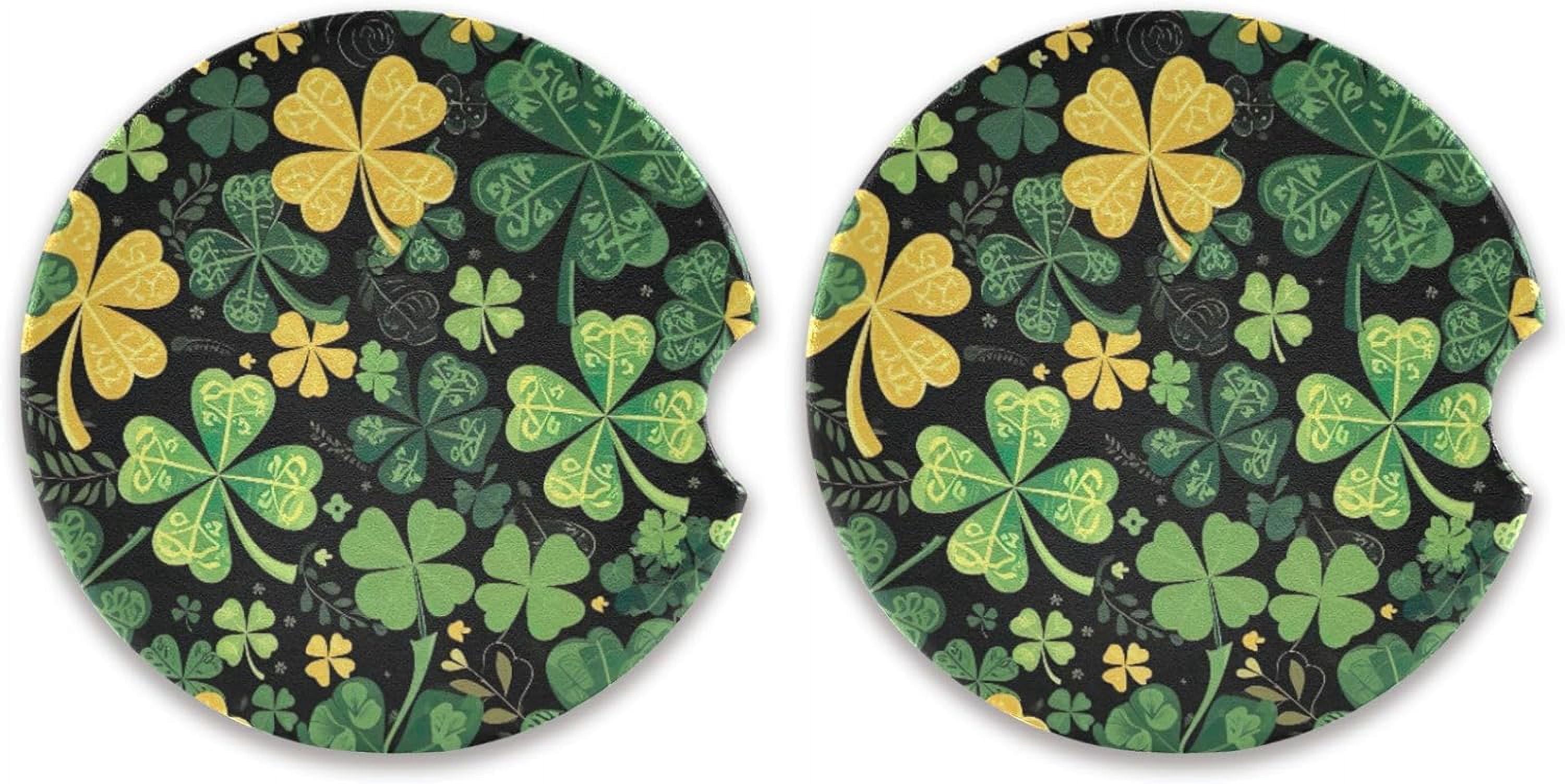 Coolnut Car Coaster 2 Pack, St. Patrick's Day Shamrock Absorbent ...