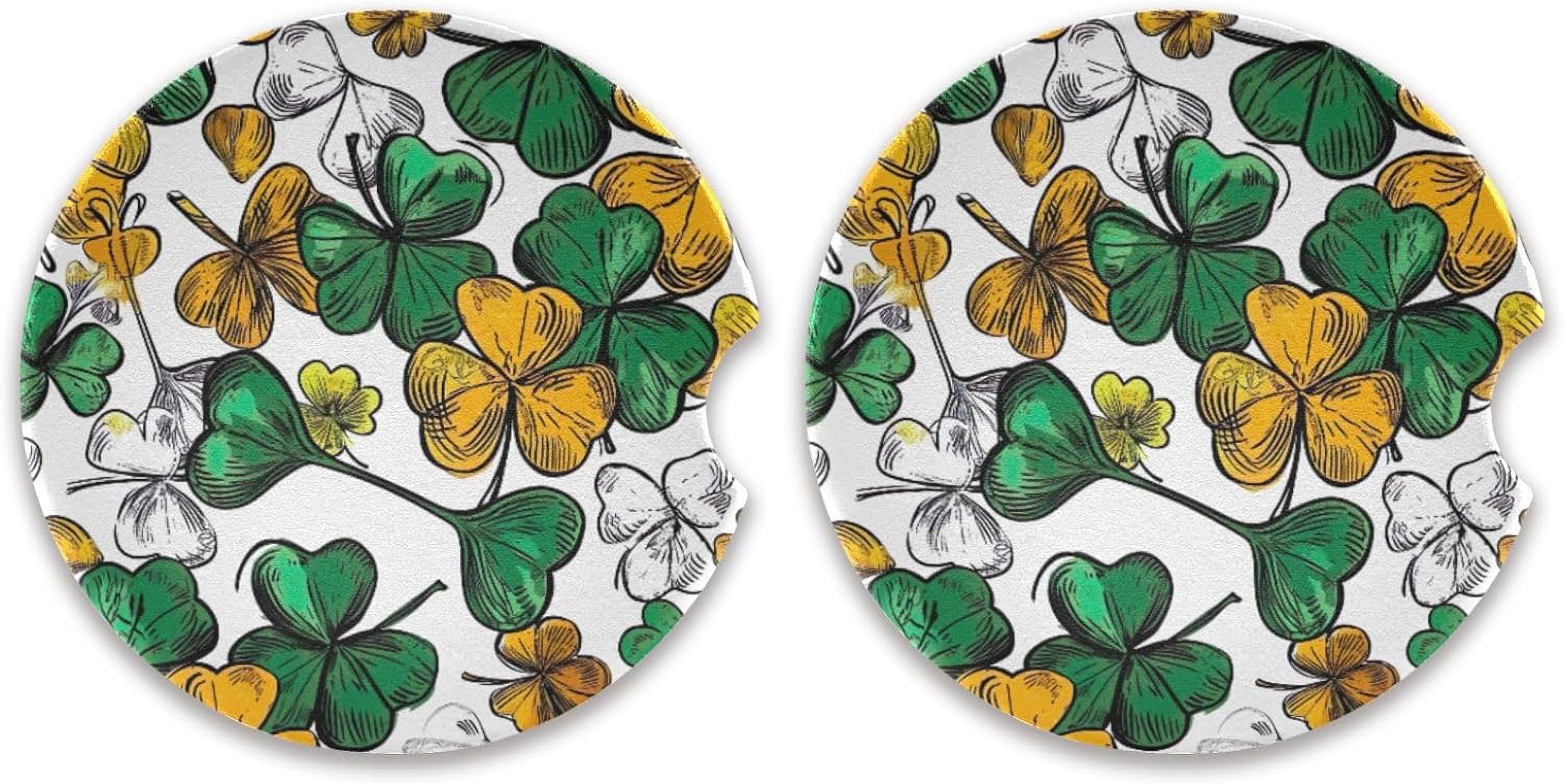 Coolnut Car Coaster 2 Pack, St. Patrick's Day Shamrock Absorbent ...