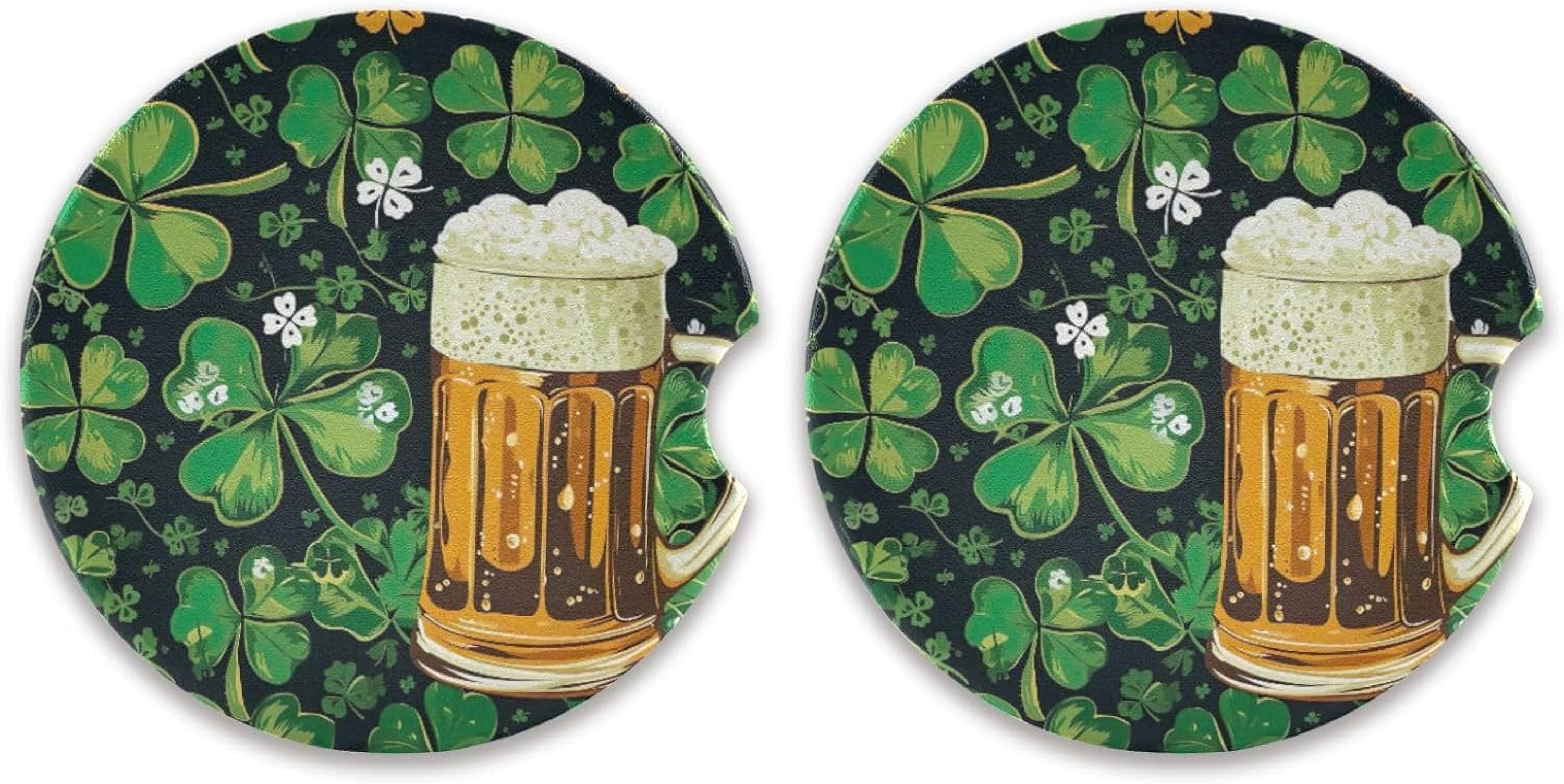 Coolnut Car Coaster 2 Pack, St. Patrick's Day Shamrock Absorbent ...