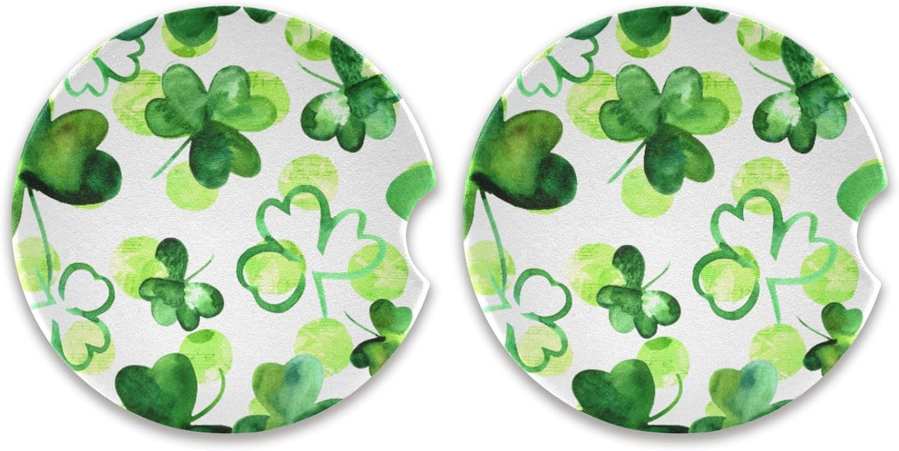 Coolnut Car Coaster 2 Pack, St. Patrick's Day Shamrock Absorbent ...