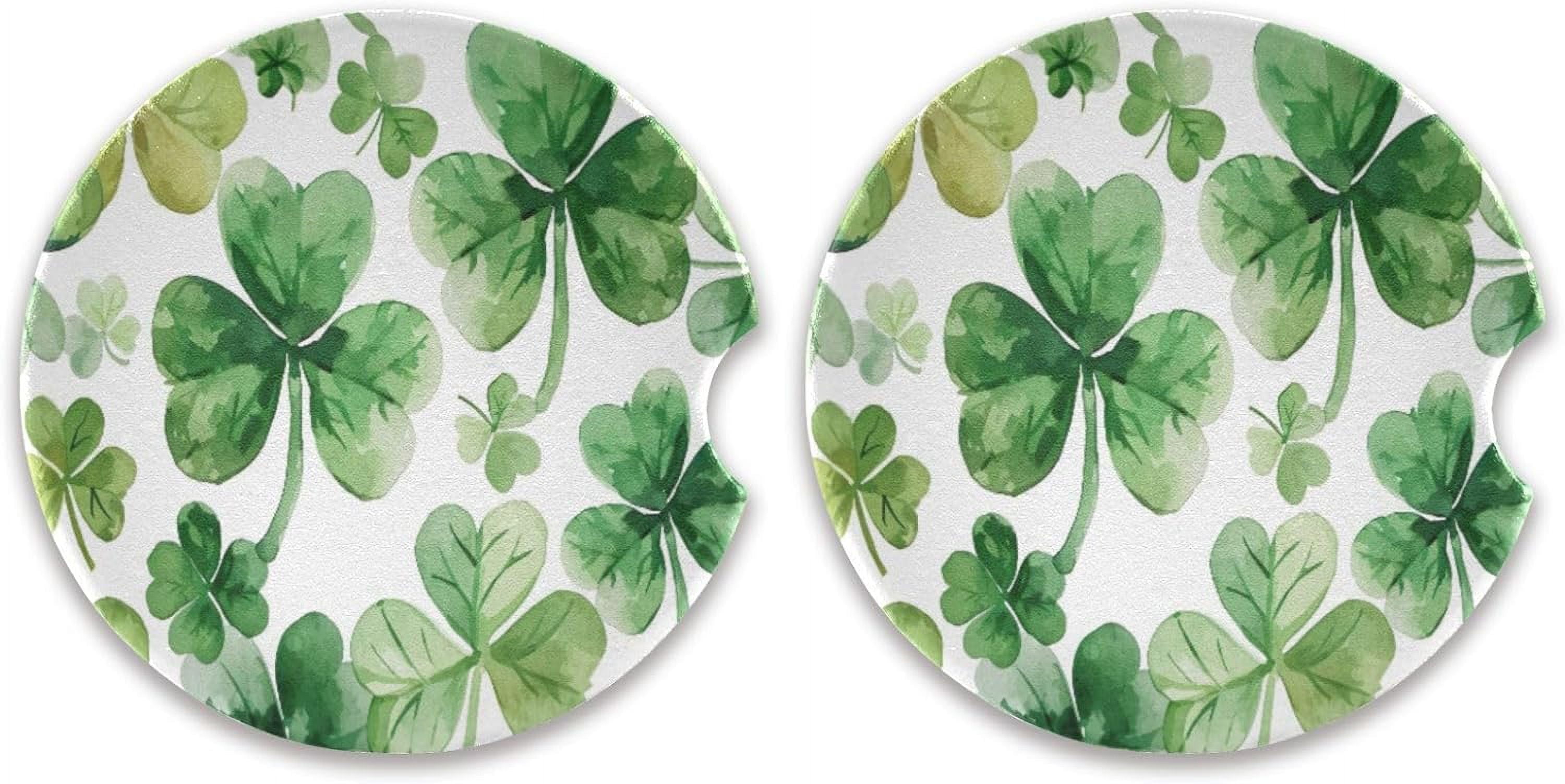 Coolnut Car Coaster 2 Pack, St. Patrick's Day Shamrock Absorbent ...