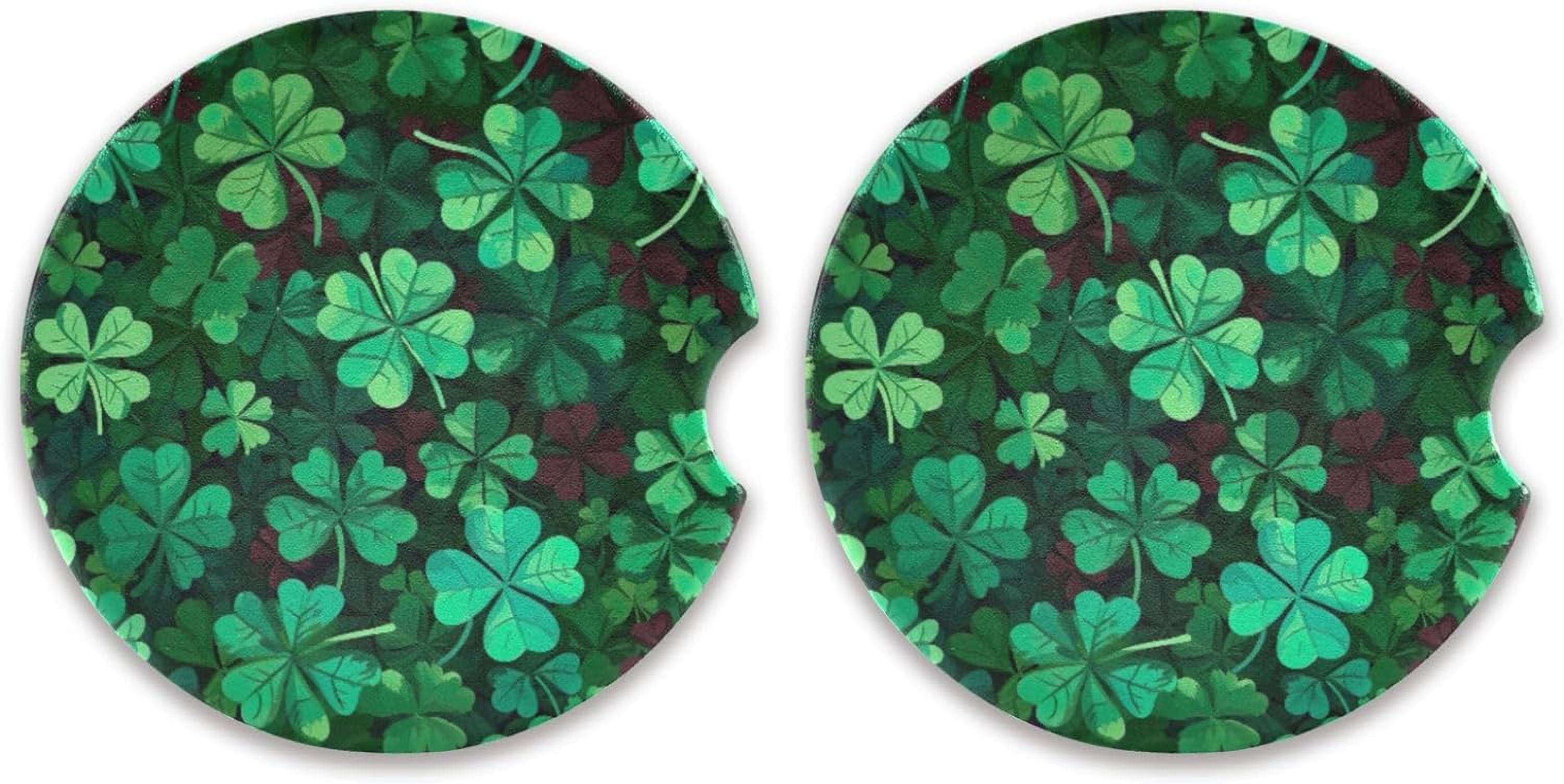 Coolnut Car Coaster 2 Pack, St. Patrick's Day Shamrock Absorbent ...