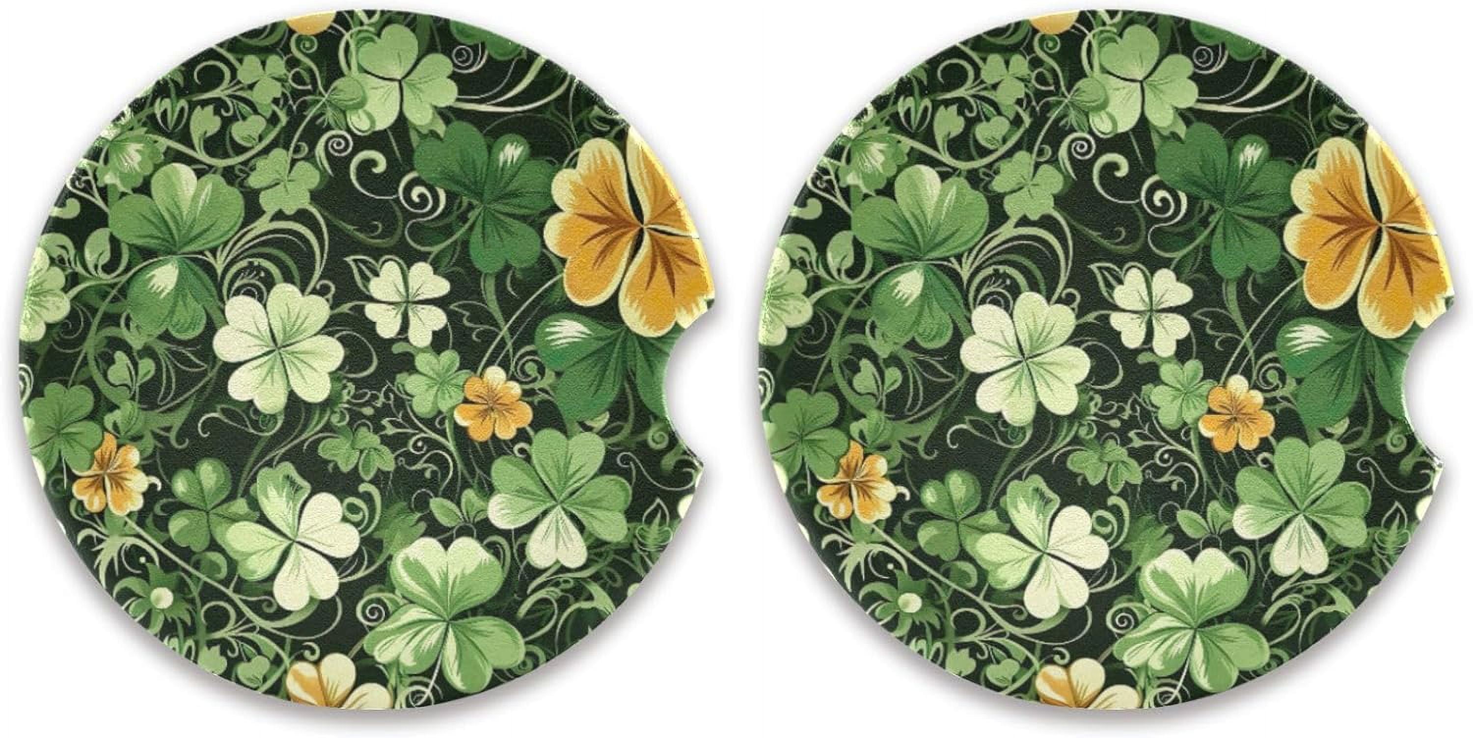 Coolnut Car Coaster 2 Pack, St. Patrick's Day Shamrock Absorbent ...