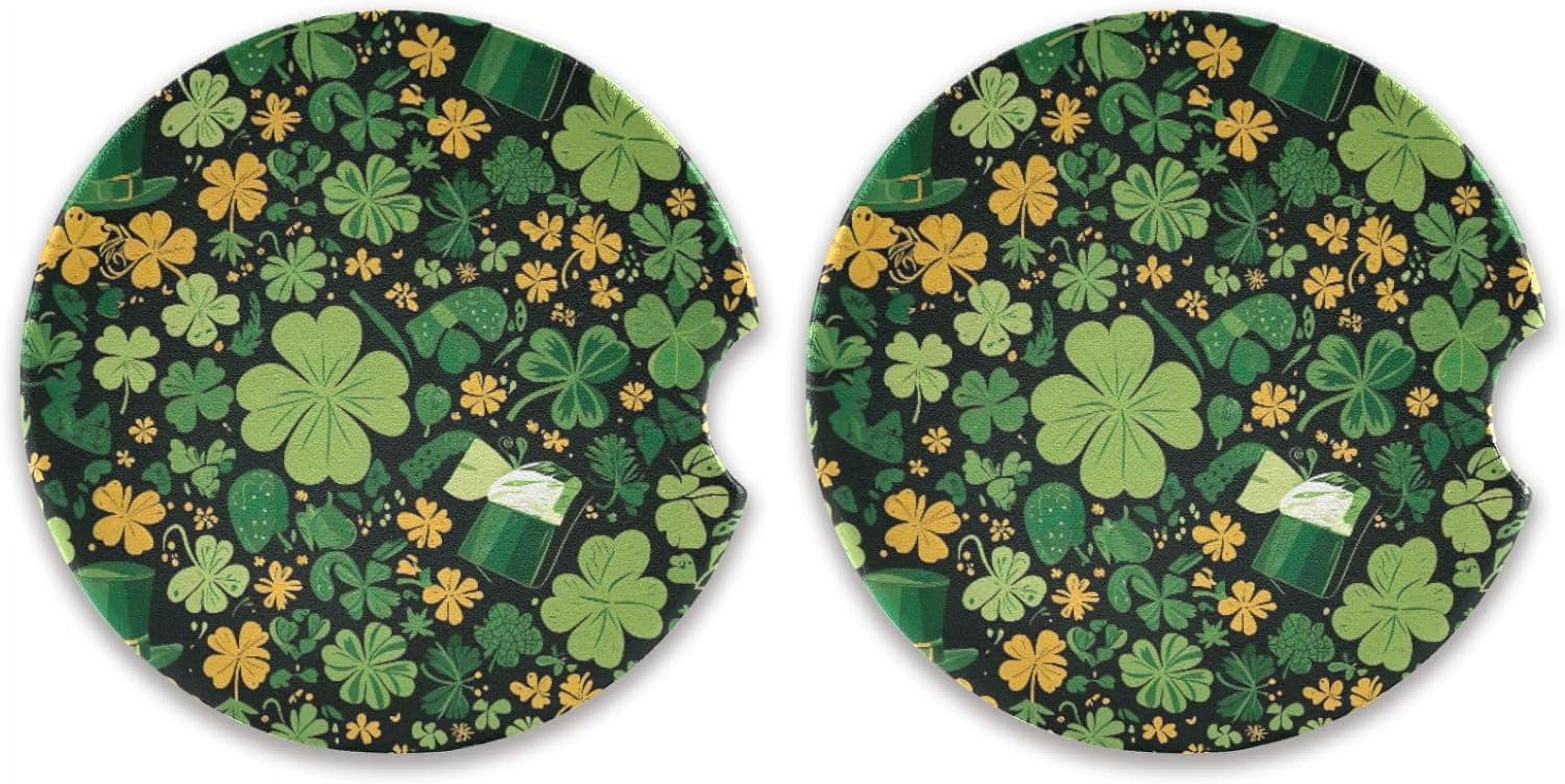 Coolnut Car Coaster 2 Pack, St. Patrick's Day Shamrock Absorbent ...