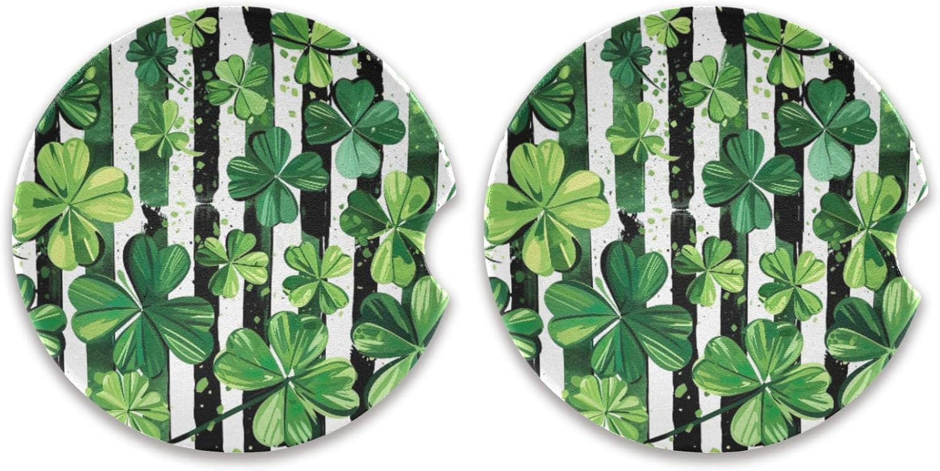 Coolnut Car Coaster 2 Pack, St. Patrick's Day Shamrock Absorbent ...