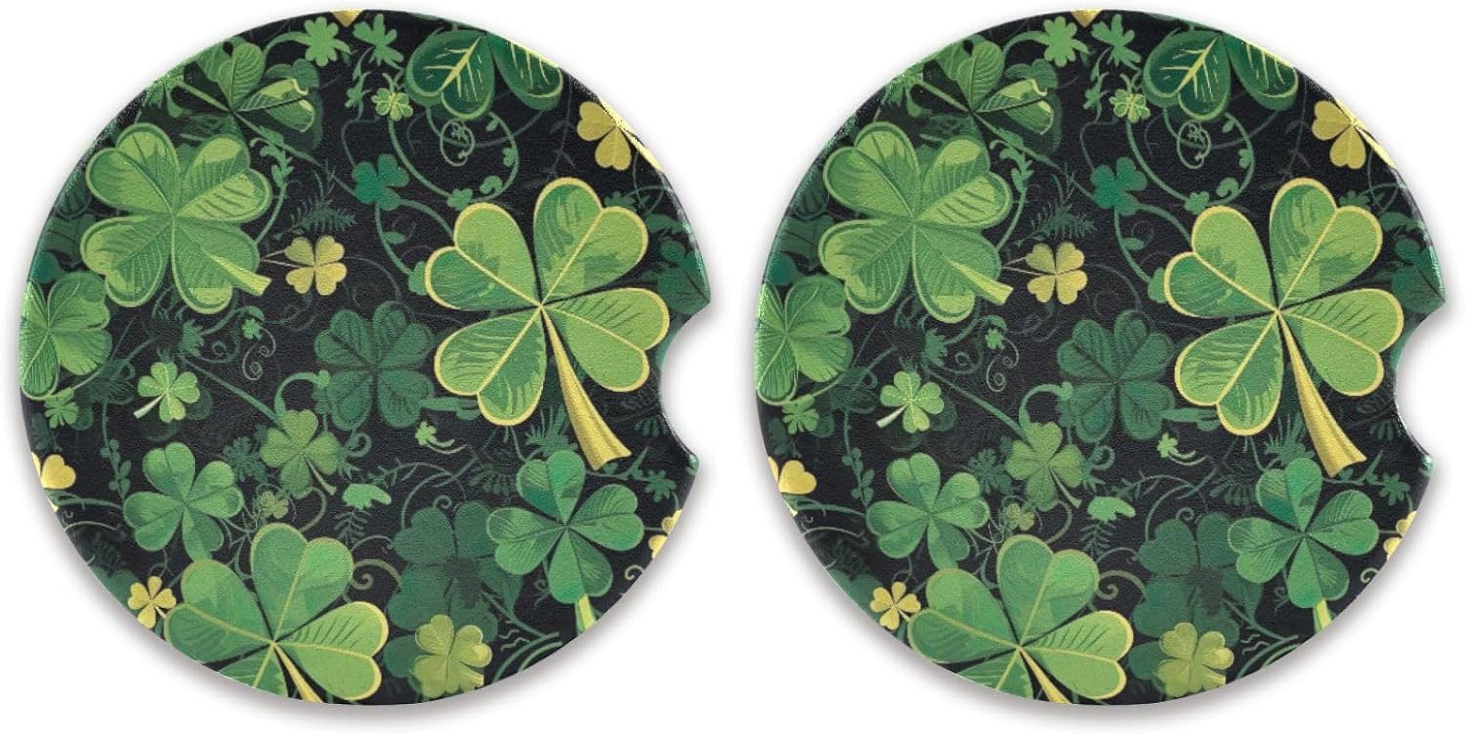 Coolnut Car Coaster 2 Pack, St. Patrick's Day Shamrock Absorbent ...