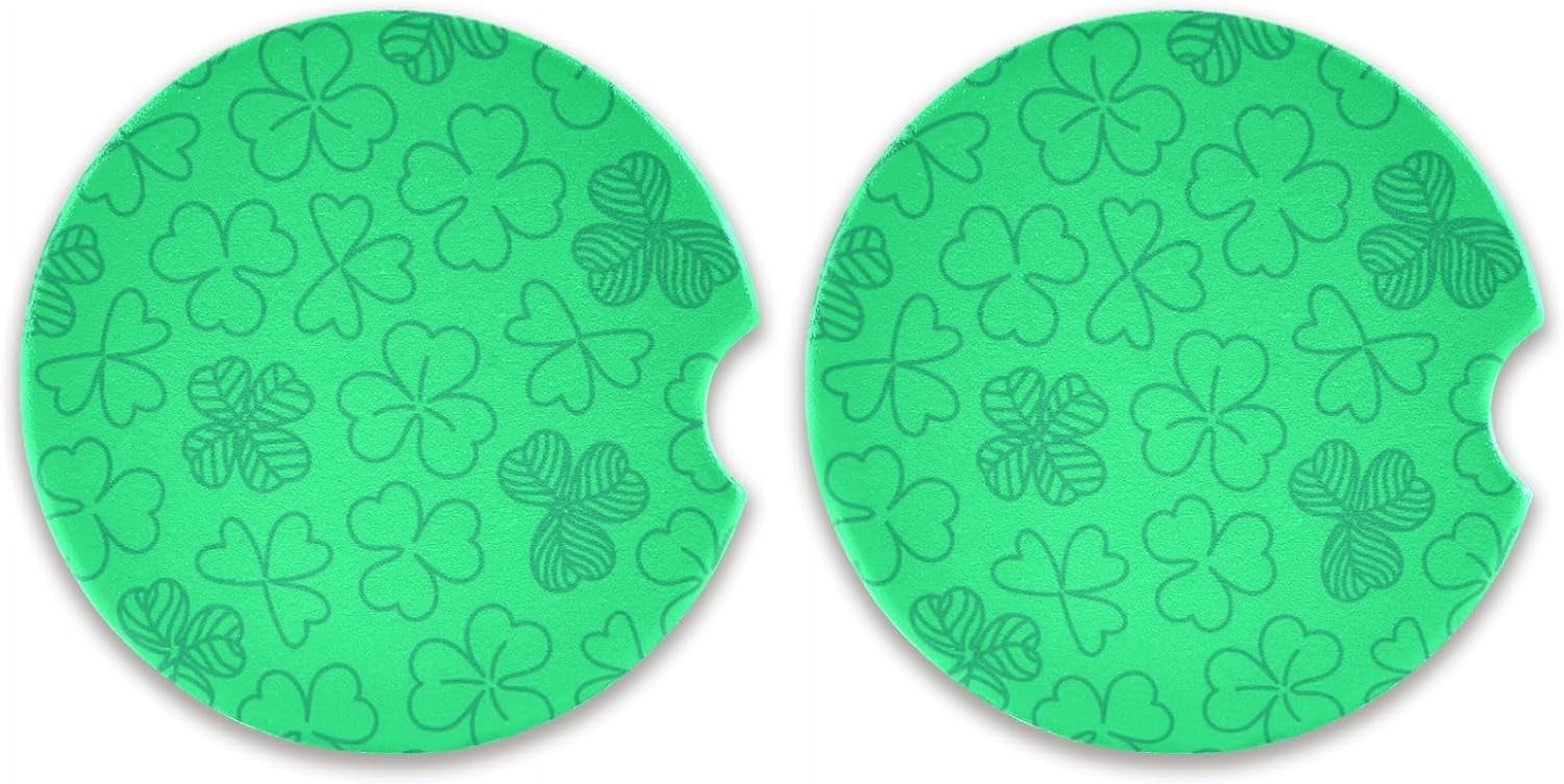 Coolnut Car Coaster 2 Pack, St. Patrick's Day Shamrock Absorbent ...