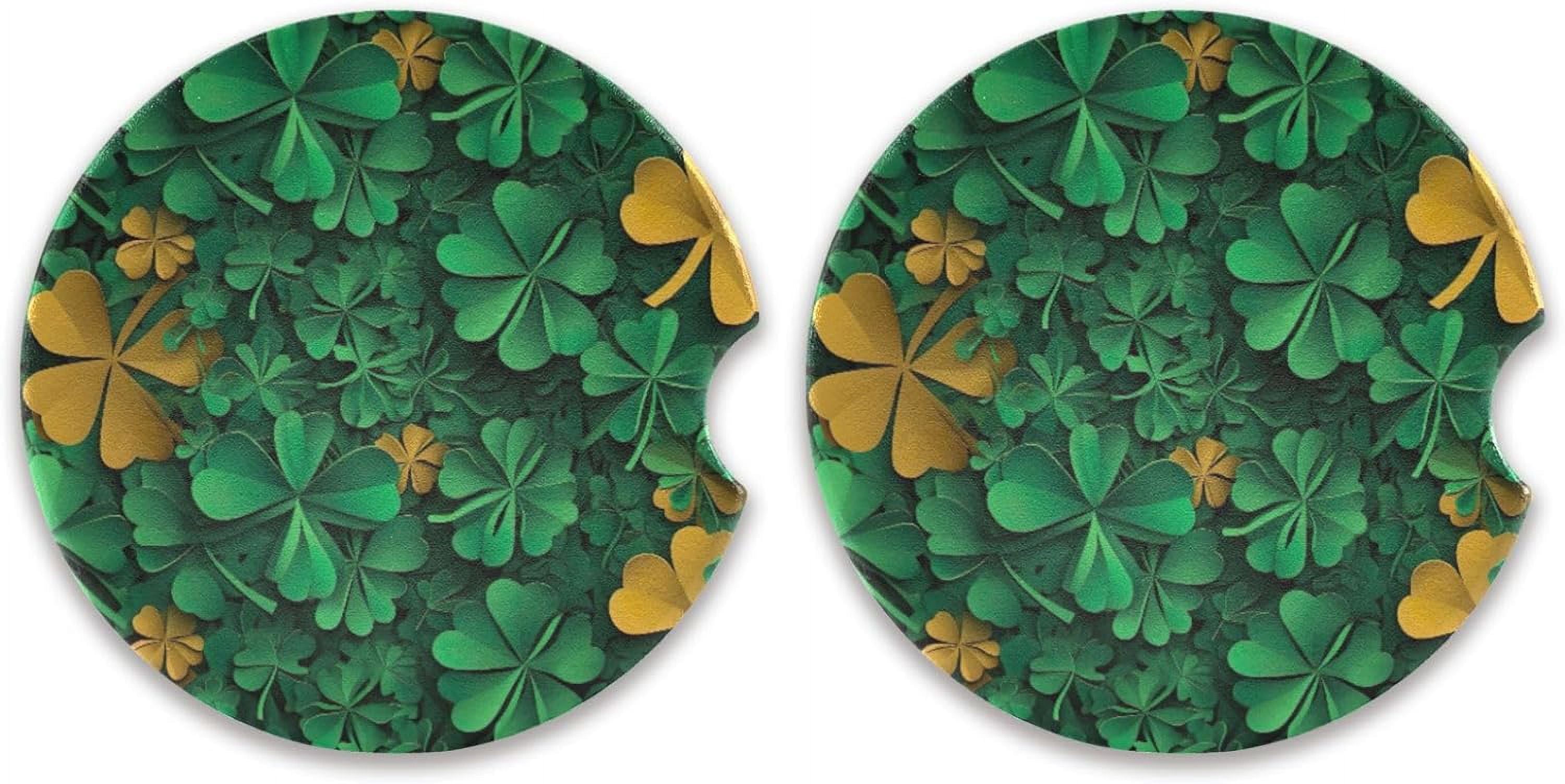 Coolnut Car Coaster 2 Pack, St. Patrick's Day Shamrock Absorbent ...