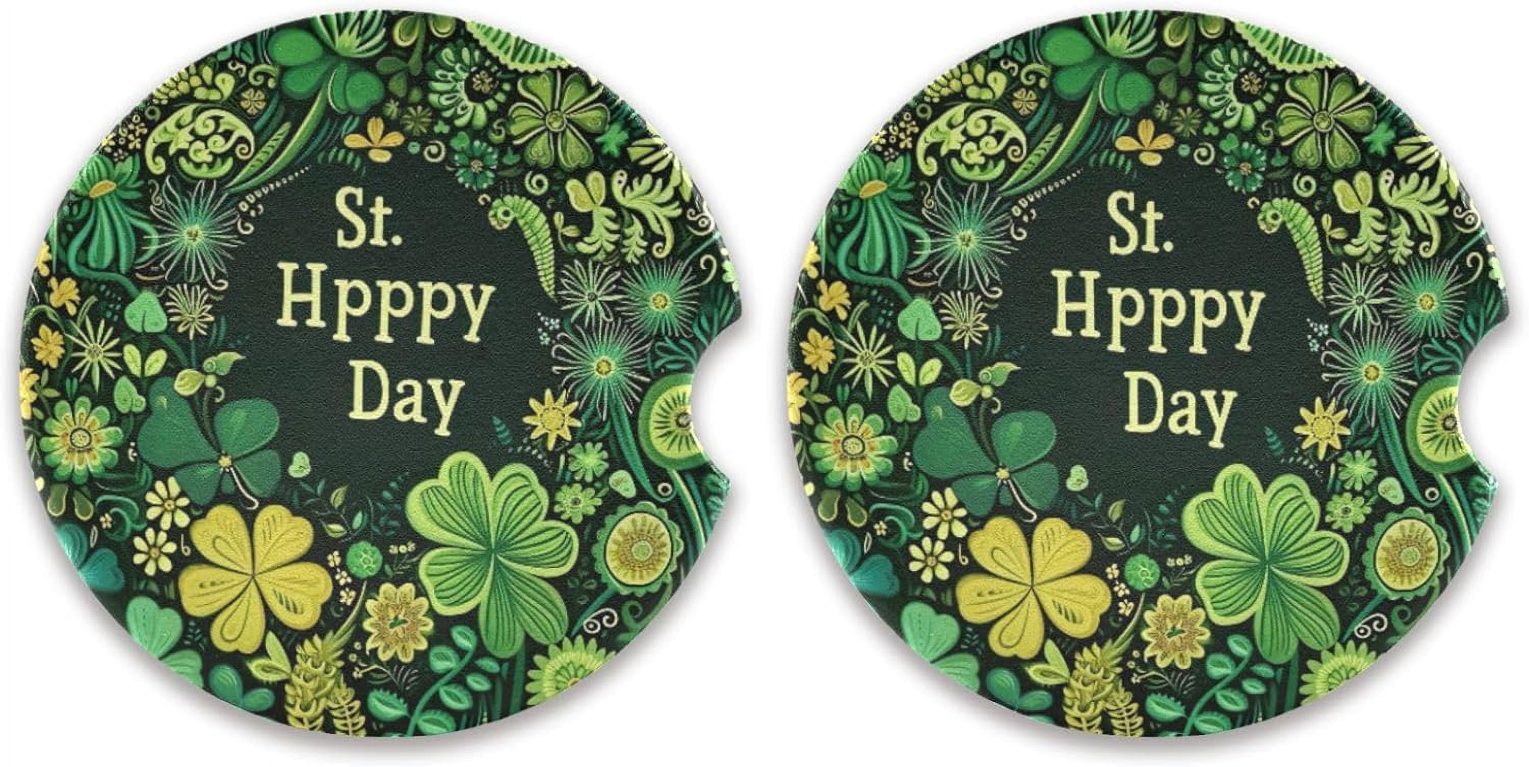 Coolnut Car Coaster 2 Pack, St. Patrick's Day Shamrock Absorbent ...