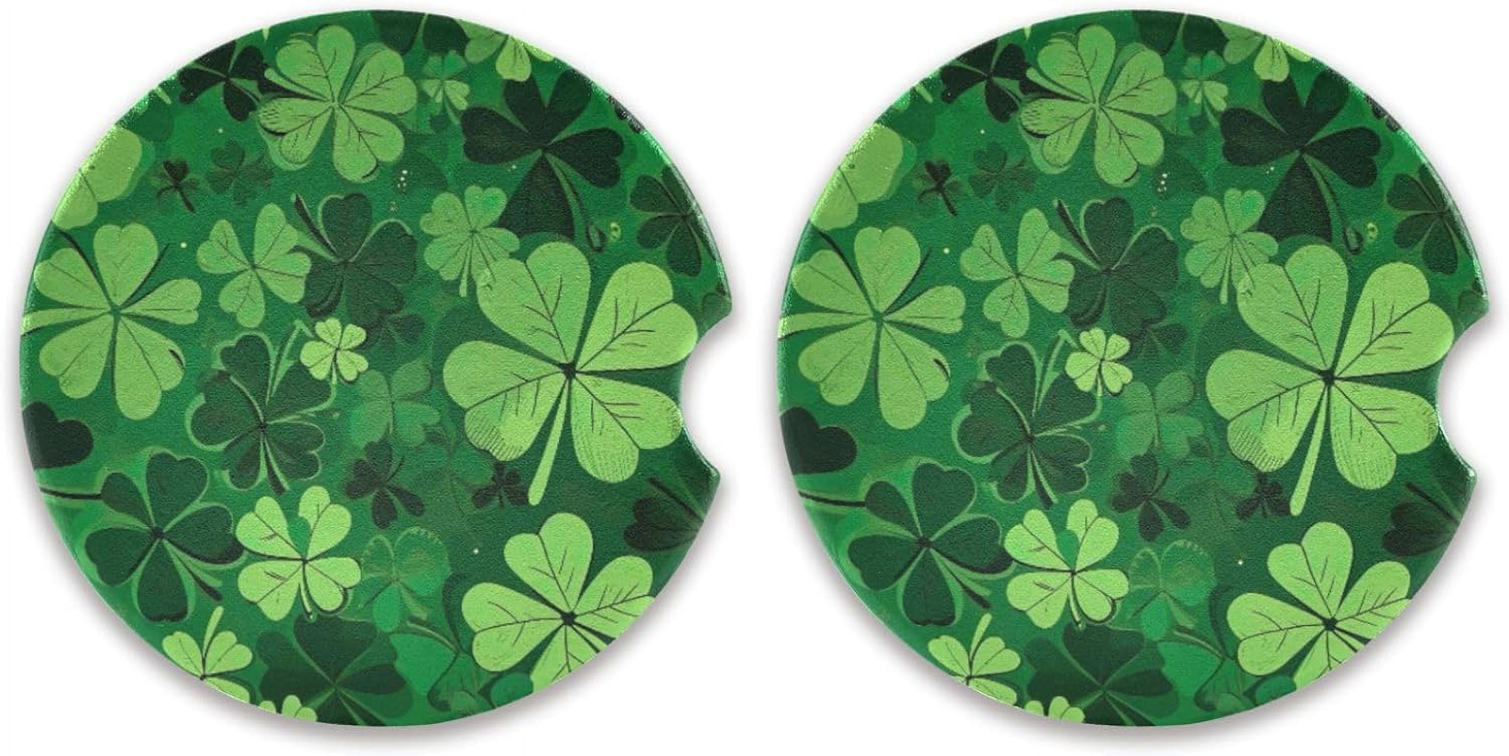 Coolnut Car Coaster 2 Pack, St. Patrick's Day Shamrock Absorbent ...