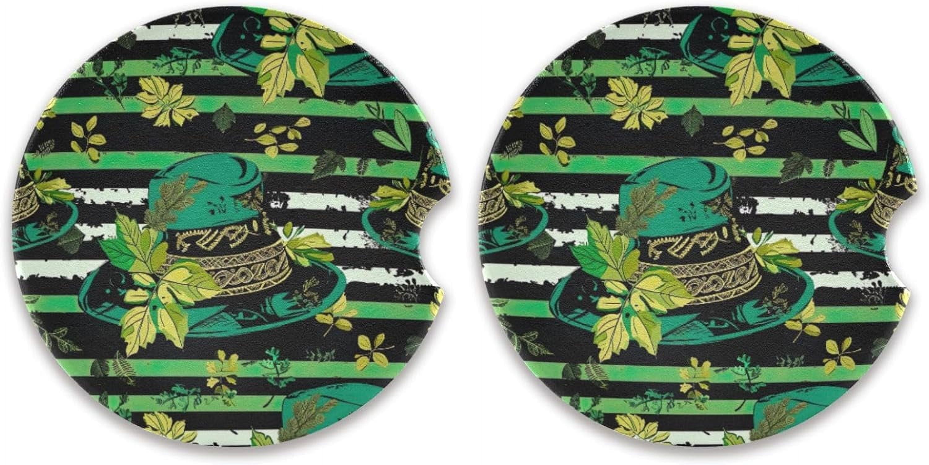 Coolnut Car Coaster 2 Pack, St. Patrick's Day Shamrock Absorbent ...