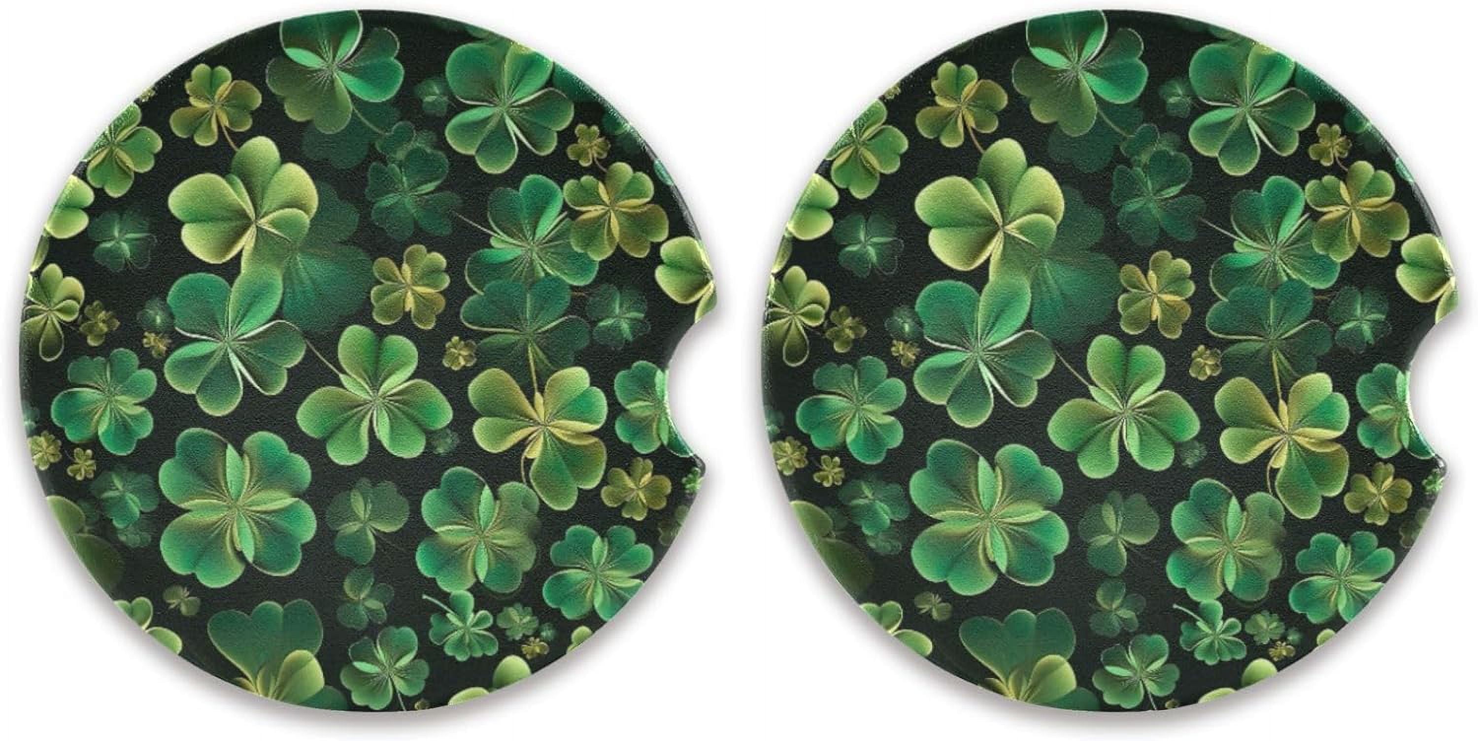 Coolnut Car Coaster 2 Pack, St. Patrick's Day Shamrock Absorbent ...
