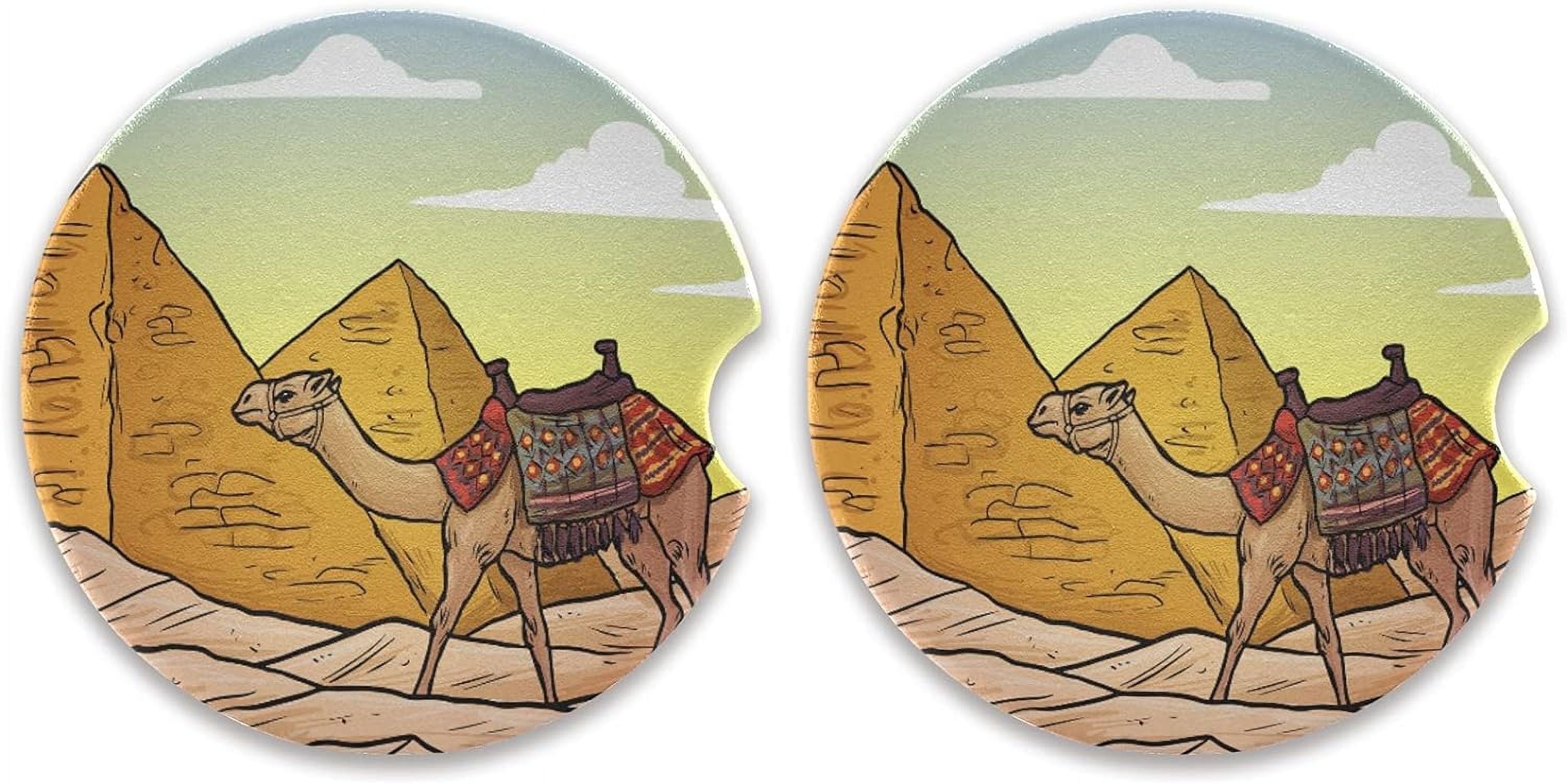 Coolnut Car Coasters Pack of 2, Desert Cartoon Animal Camels Print ...