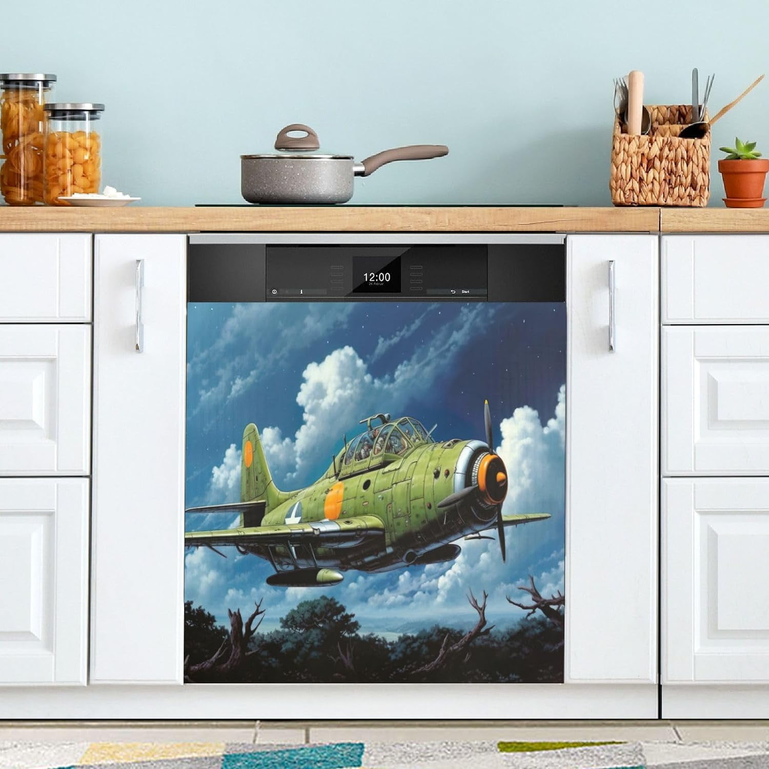 Coolnut Cartoon Aircraft Dishwasher Door Cover Reusable Trimmable ...