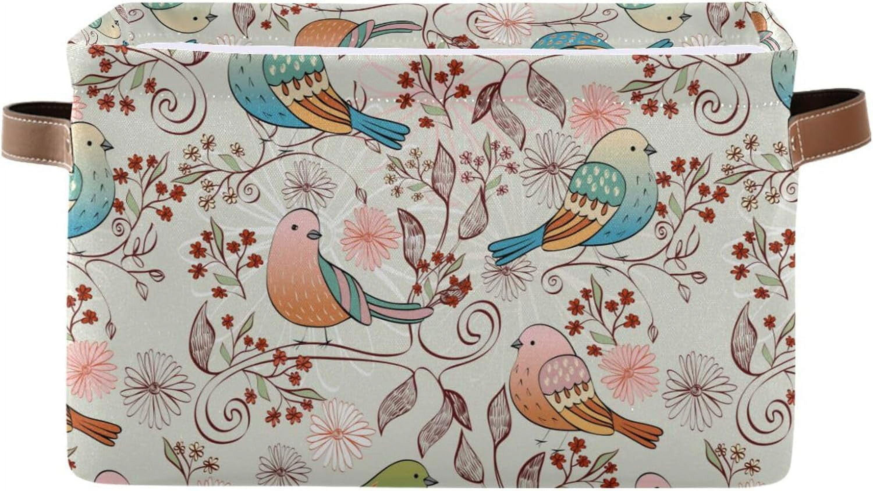 Coolnut Cartoon Birds Foldable Canvas Storage Bin, Sturdy Fabric ...