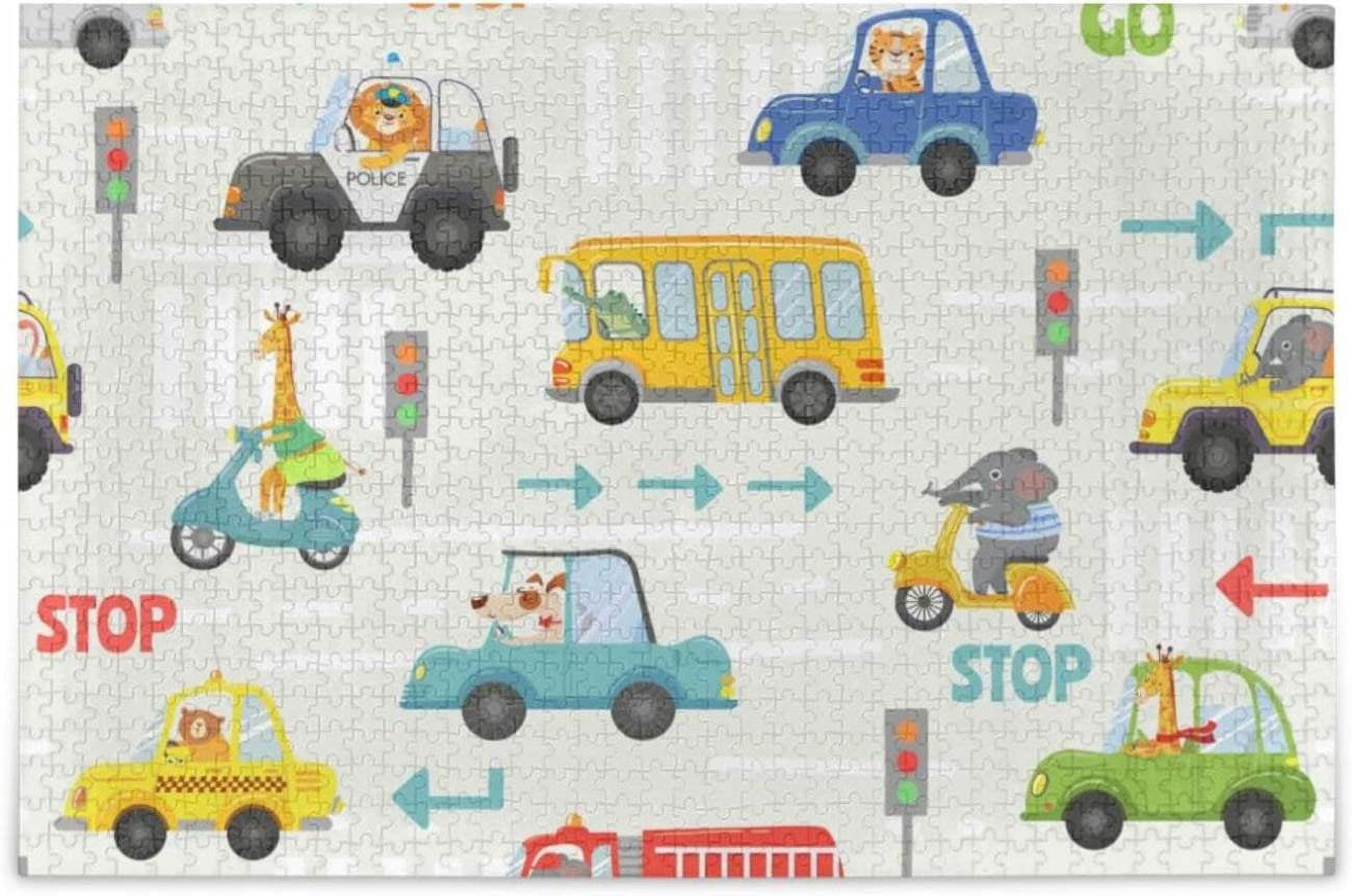 Coolnut Cartoon Car Wooden Jigsaw Puzzles, 20.5" x 14.9" Intellectual ...