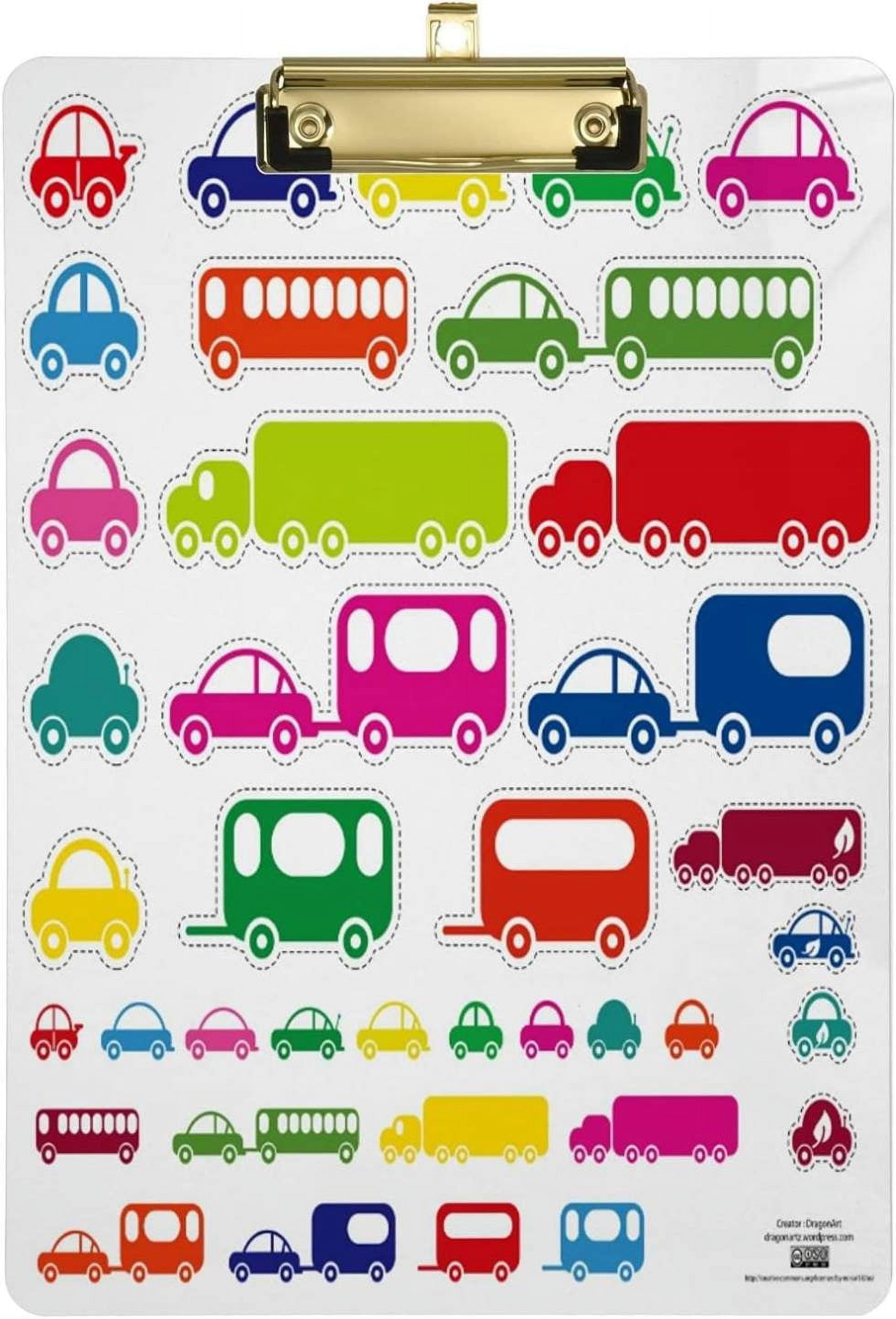Coolnut Cartoon Cars Trucks Red Blue Bus 12.5"x9" Clipboard, Acrylic ...