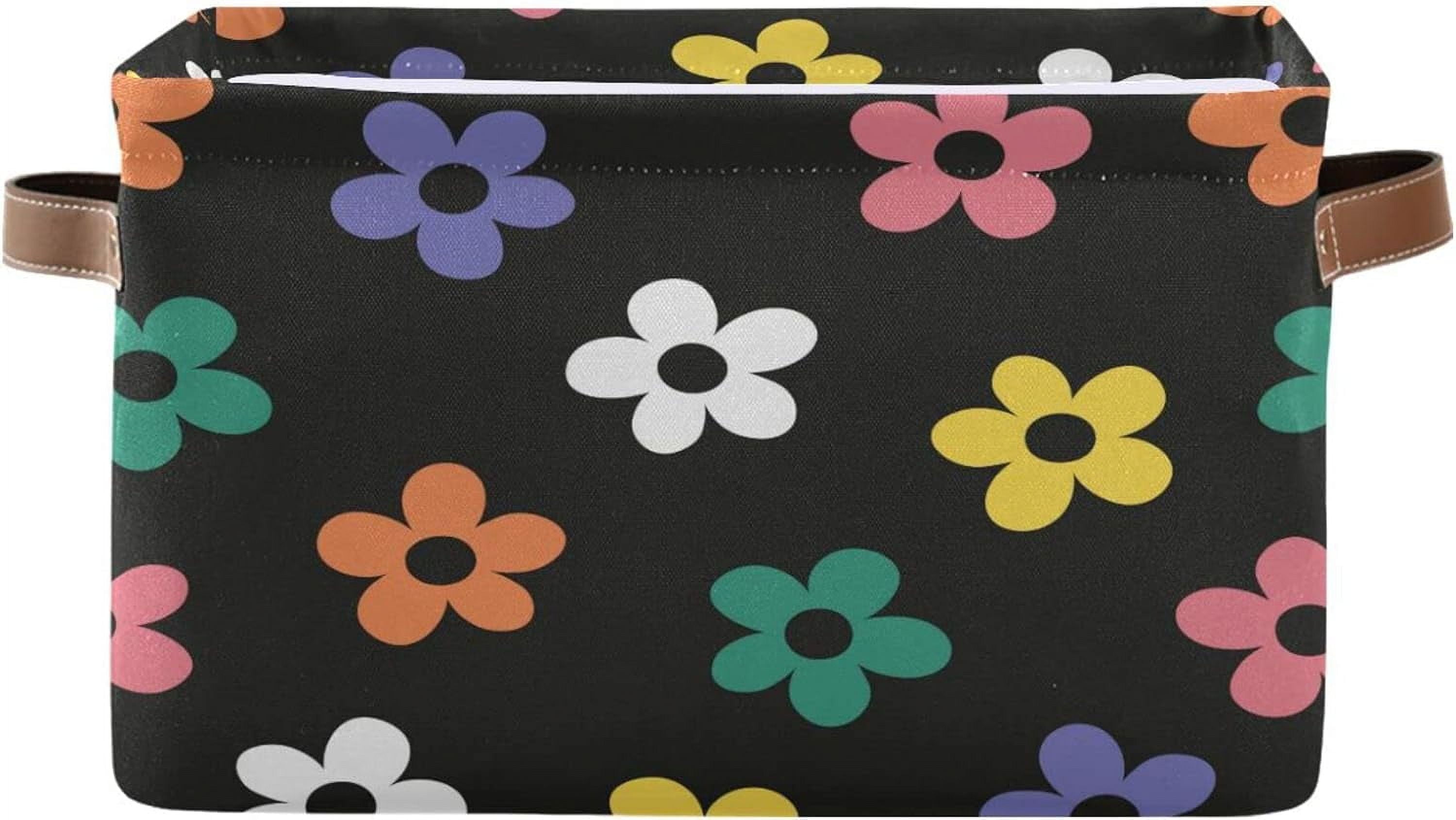 Coolnut Cartoon Colored Flower Large Square Storage Basket Bin with ...