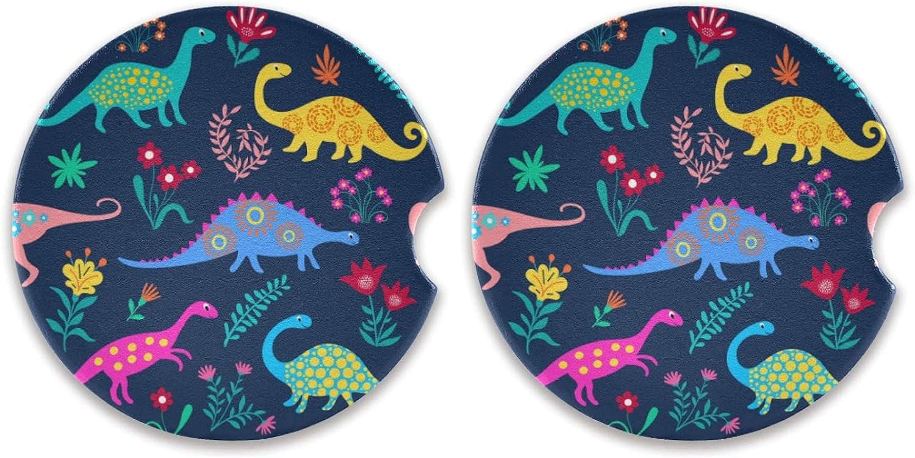Coolnut Cartoon Dinosaurs Car Coasters-2 Pack, Absorbent Ceramic ...