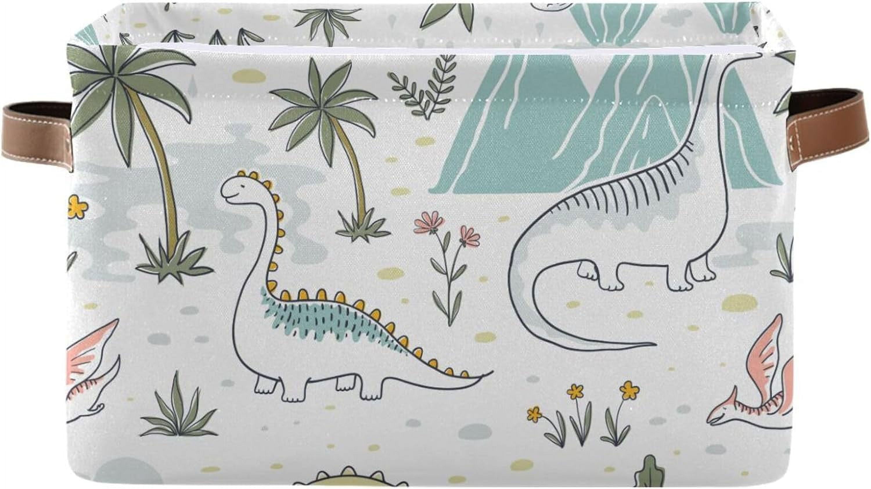 Coolnut Cartoon Doodle Dinosaurs Storage Basket, Durable Canvas ...