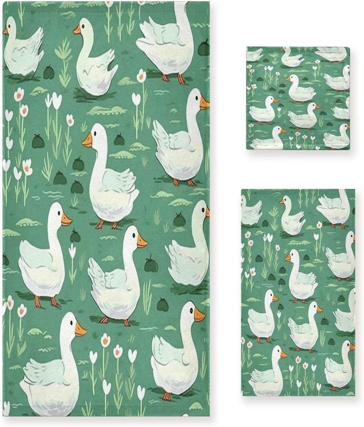 Coolnut Cartoon Ducks Bathroom Towel Set Absorbent Soft 3-Piece Bath ...