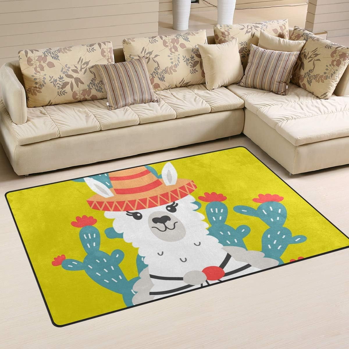 Coolnut Cartoon Llama Alpaca Area Rug Carpet Living Room Bedroom 3'x2 ...