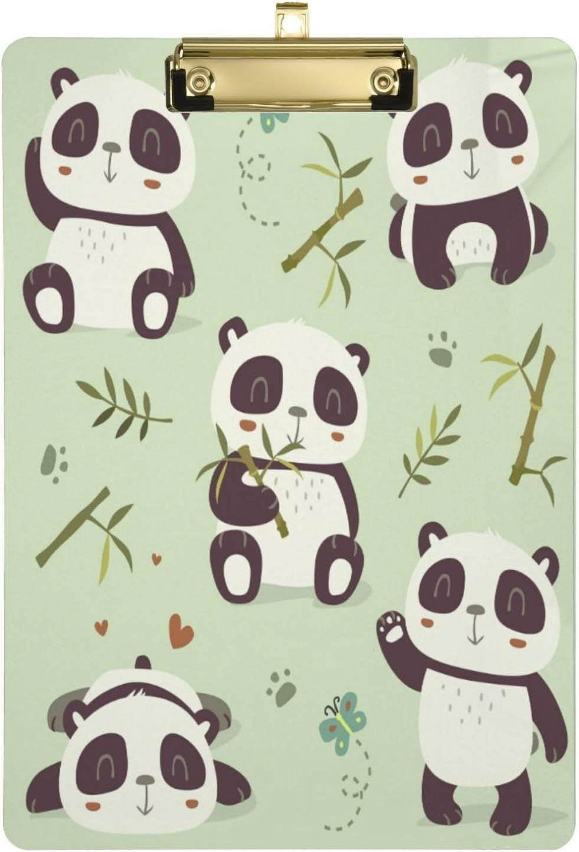Coolnut Cartoon Panda Bamboo Acrylic Clipboard with Low Profile Gold ...