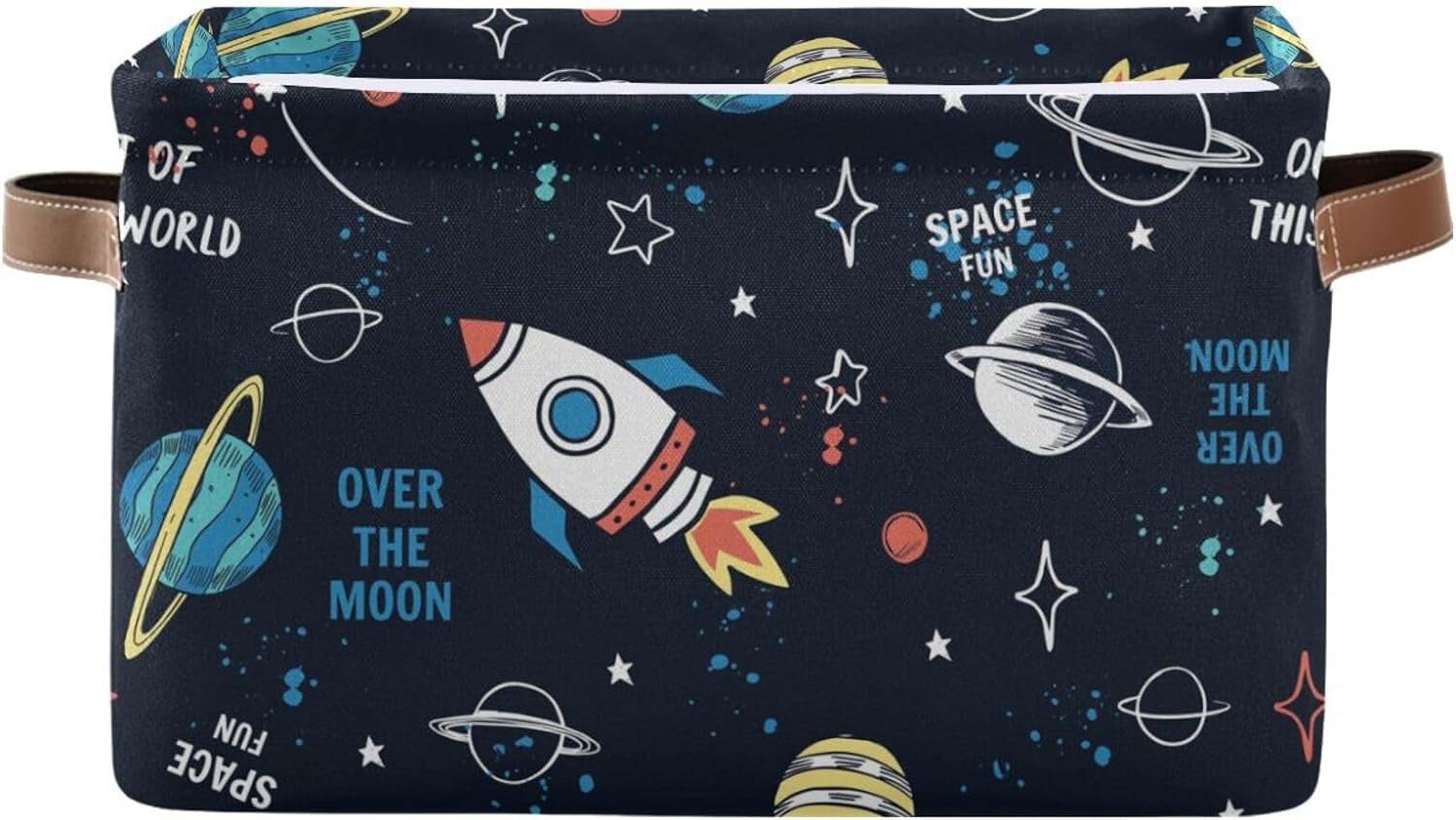 Coolnut Cartoon Space Rocket Storage Basket, Durable Canvas Organizer ...