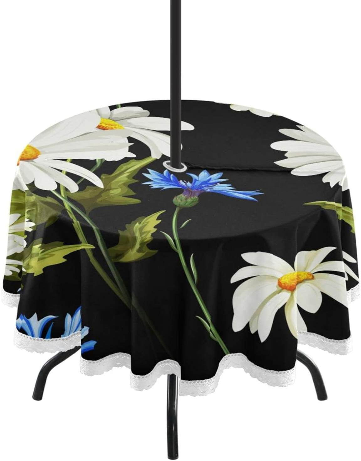 Coolnut Chamomile Black Round Table Cloth, Heat Resistant Table Cover ...