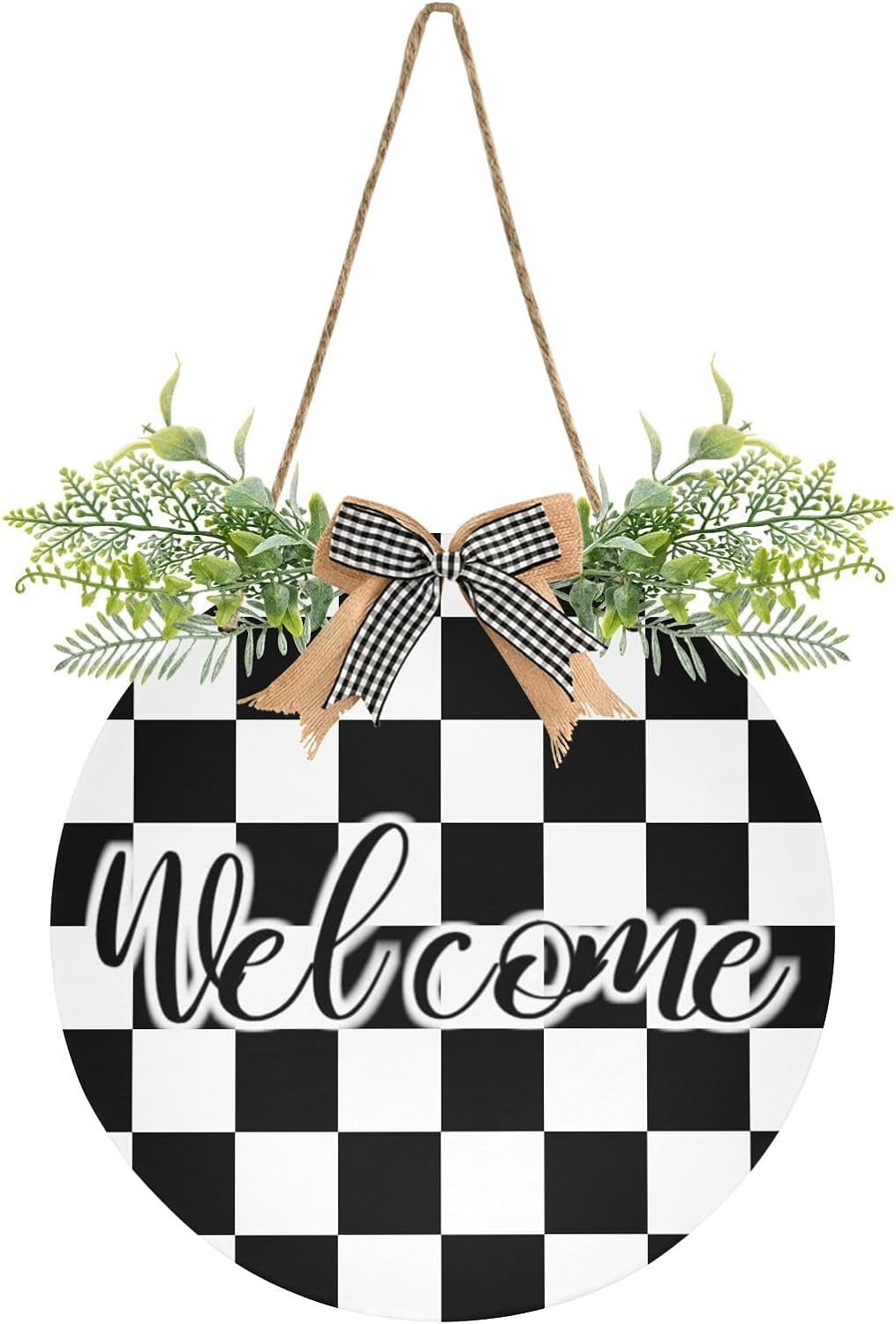 Coolnut Checkerboard Front Door Round, Hanging Welcome Sign, Front Door ...