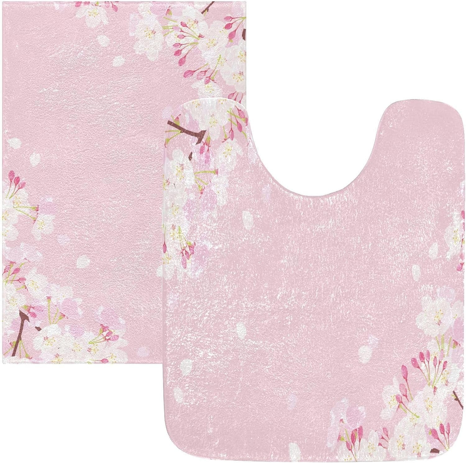 Coolnut Cherry Blossom Flowers Floral Pink Bath Mat for Bathroom Shower ...