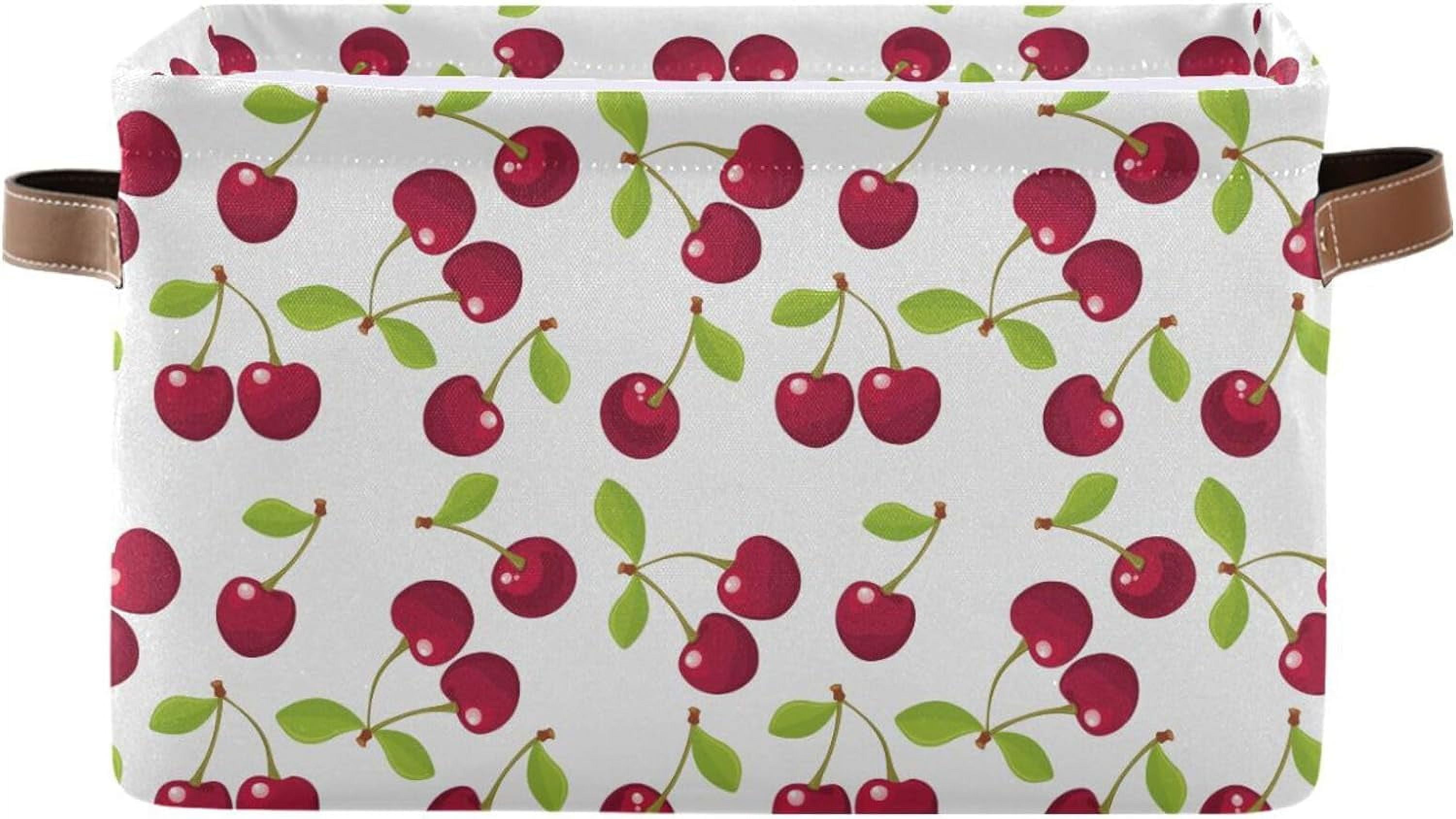 Coolnut Cherry Storage Basket, Durable Canvas Organizer With Handles ...