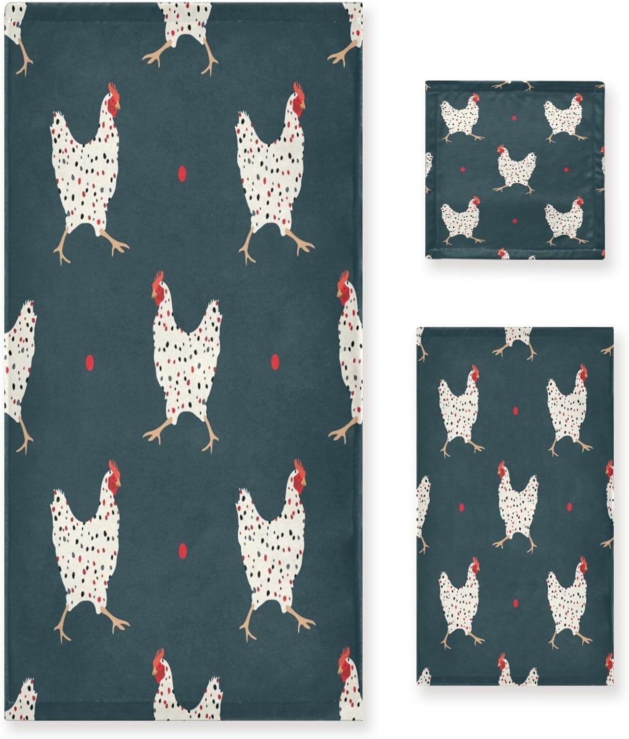 Coolnut Chicken Bathroom Towel Set of 3 with Hand Towel, Wash Cloths ...